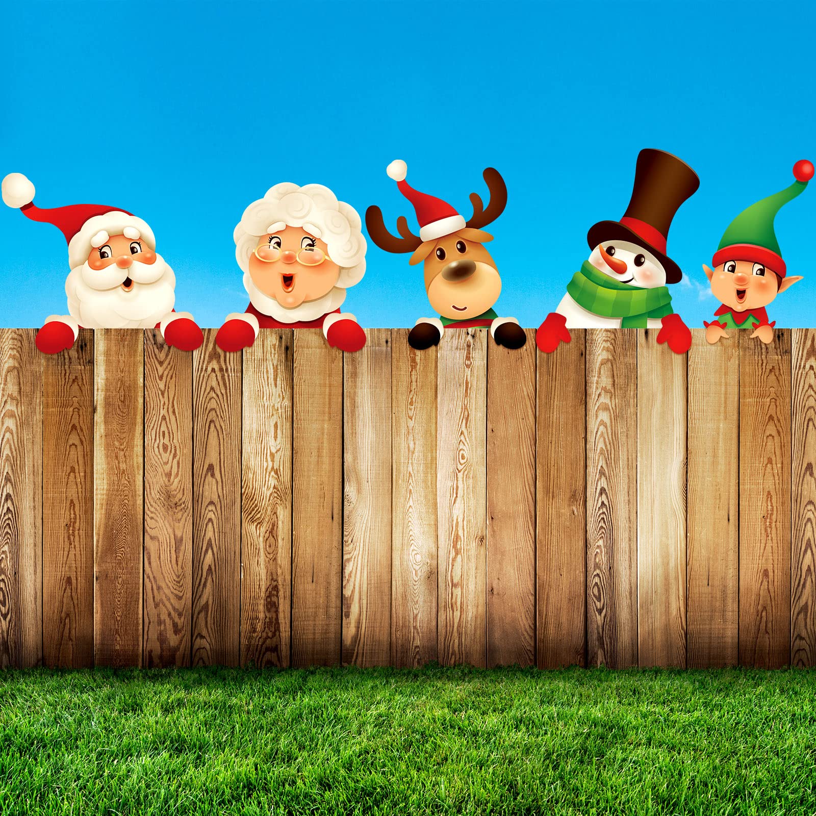 Amazon.com : Bucherry 5 Pcs Christmas Fence Peeker Decoration Peeking ...