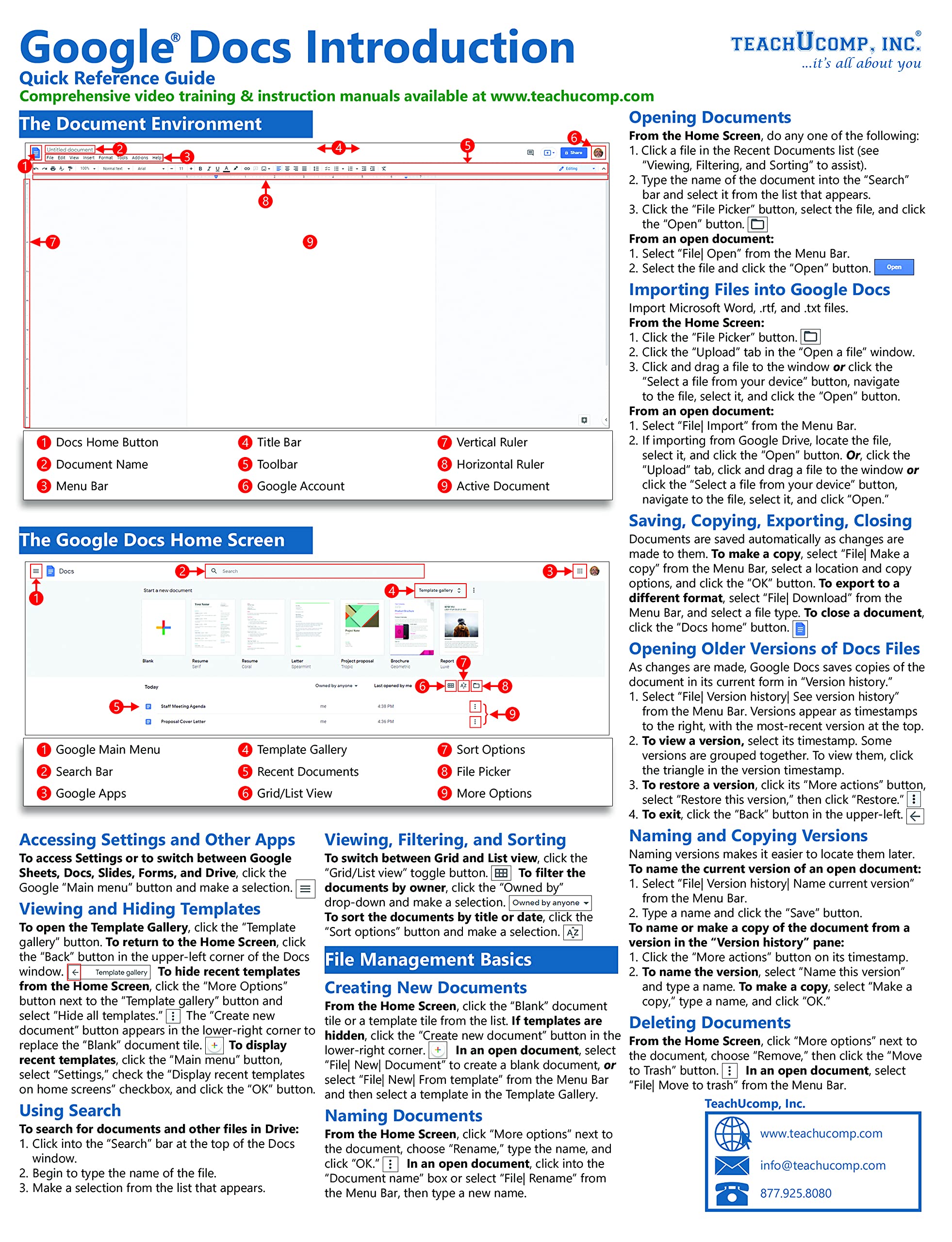 Buy Google Docs Quick Reference Training Card - Laminated Tutorial ...