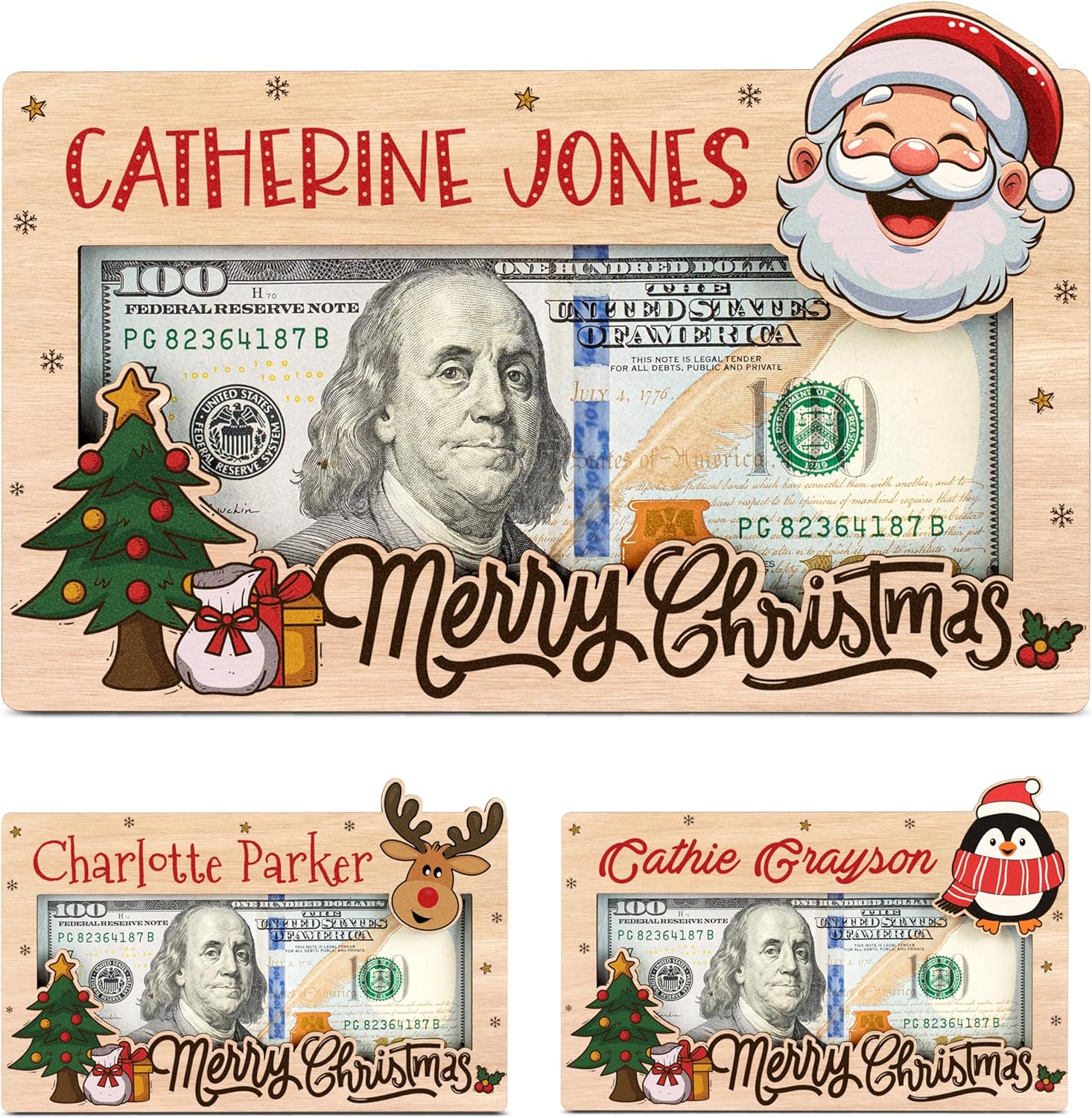 Amazon.com : UNITED CRAFT SUPPLIES Personalized Wooden Cash Holders for ...