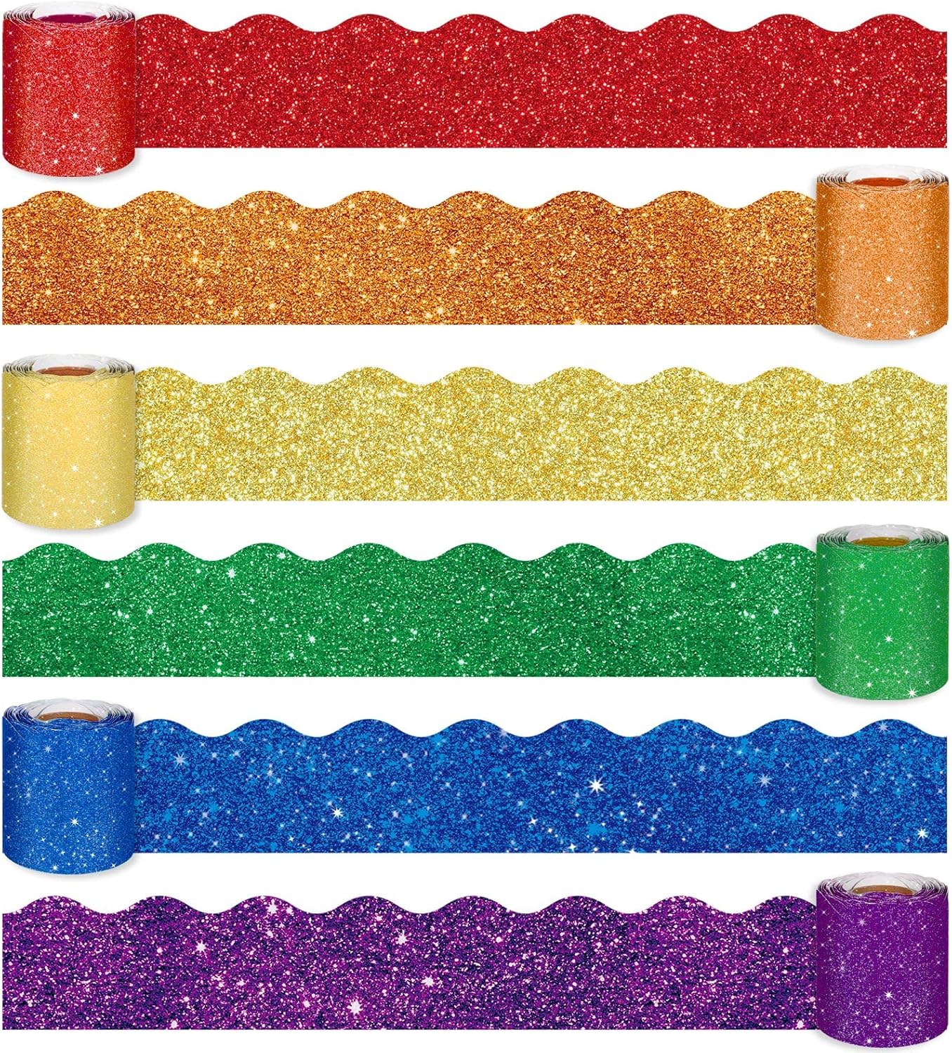 Amazon.com: Whaline 196.9ft Rainbow Bulletin Board Borders 6 Rolls ...