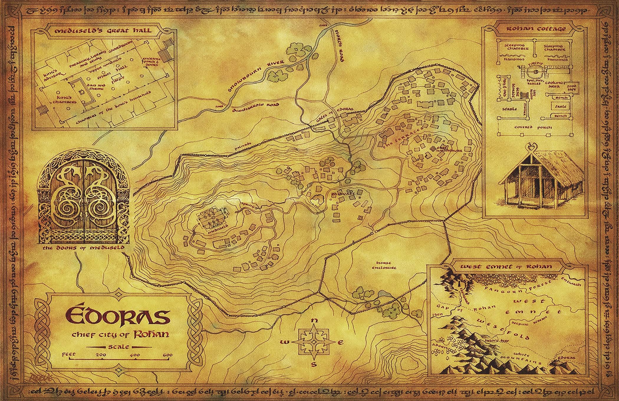 Amazon.com: NLopezArt Rohan Map Illustration - Fantasy Middle Earth ...