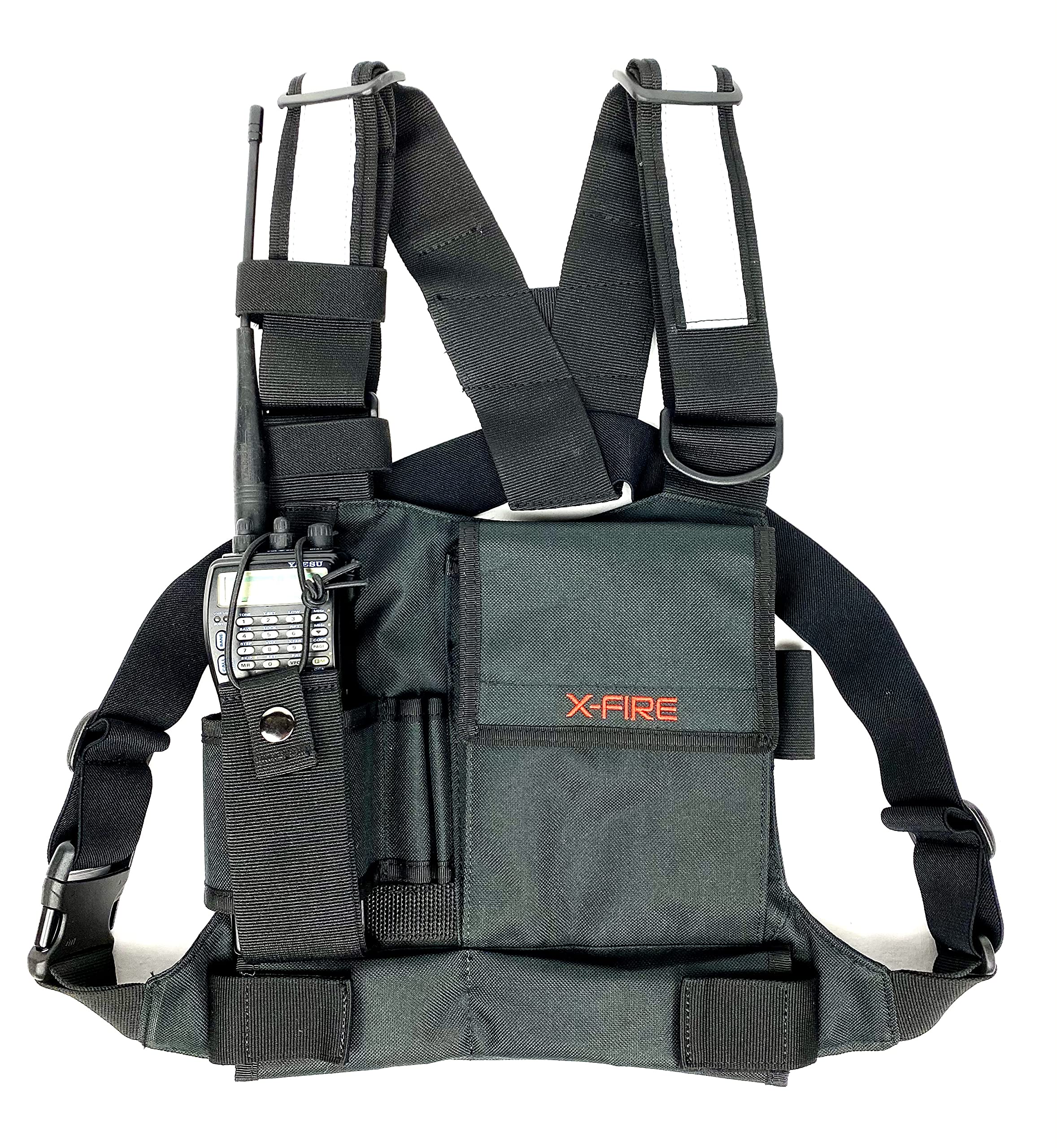 X-FIRE Single Radio Chest Rig Harness w/ Tool Pockets and 3m Reflective ...