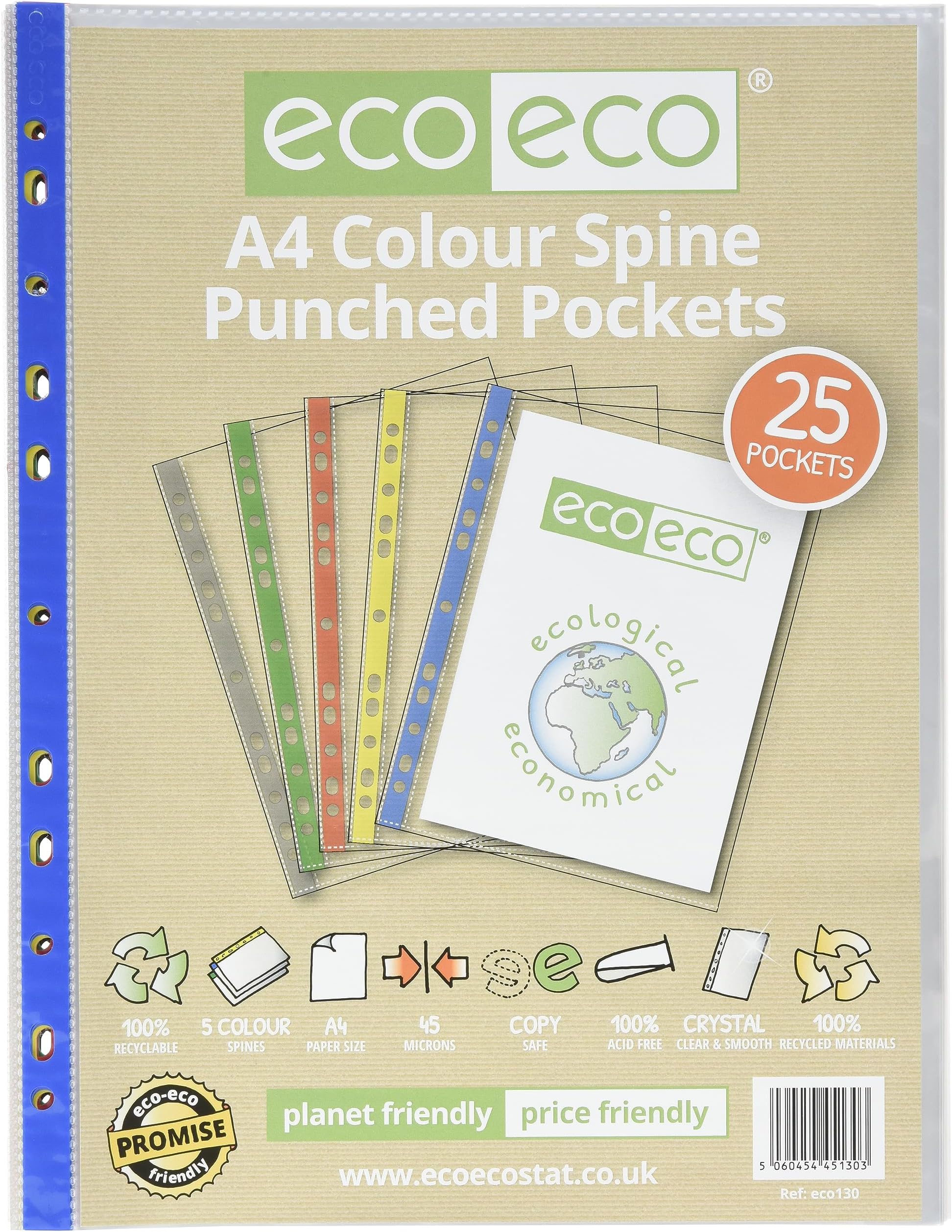 Q-Connect Punched Pocket A4 Deluxe Side-Opening Orange Peel Strip (Pack ...