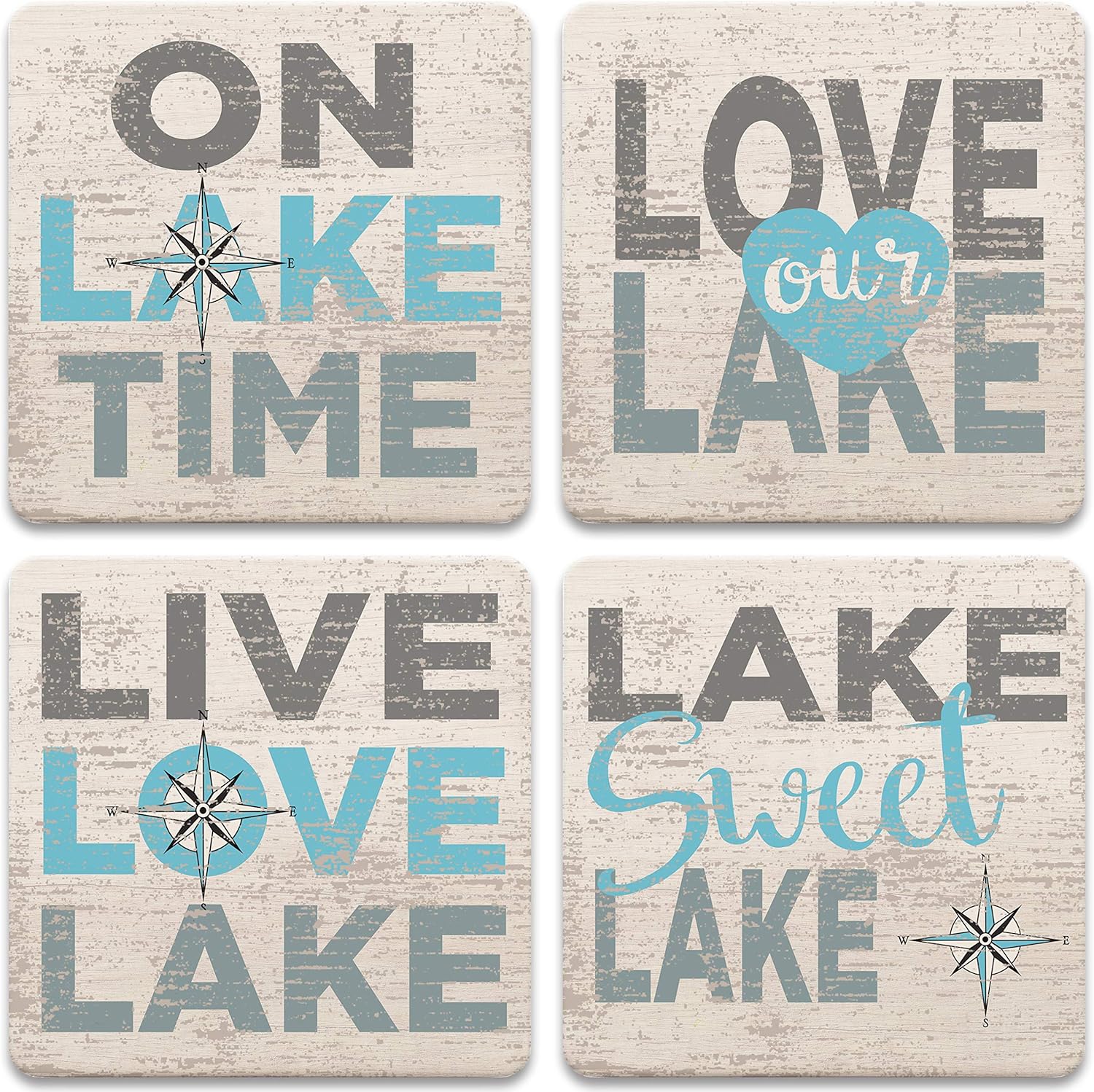 Amazon.com | CoasterStone Coaster Set - On Lake Time One Size ...