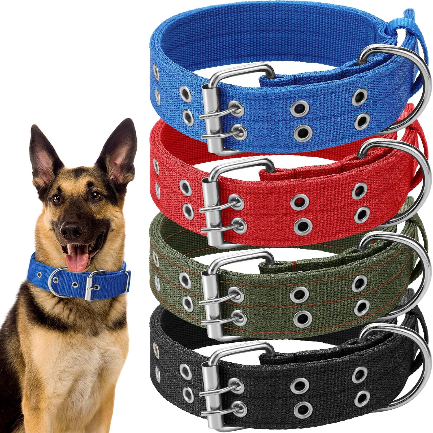 Amazon.com : Kacctyen 4 Pcs Heavy Duty Tactical Dog Collar Military Dog ...