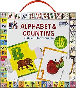 Amazon.com: Briarpatch The World of Eric Carle ABC/123 2-Sided Floor Puzzle, Multi : Toys & Games