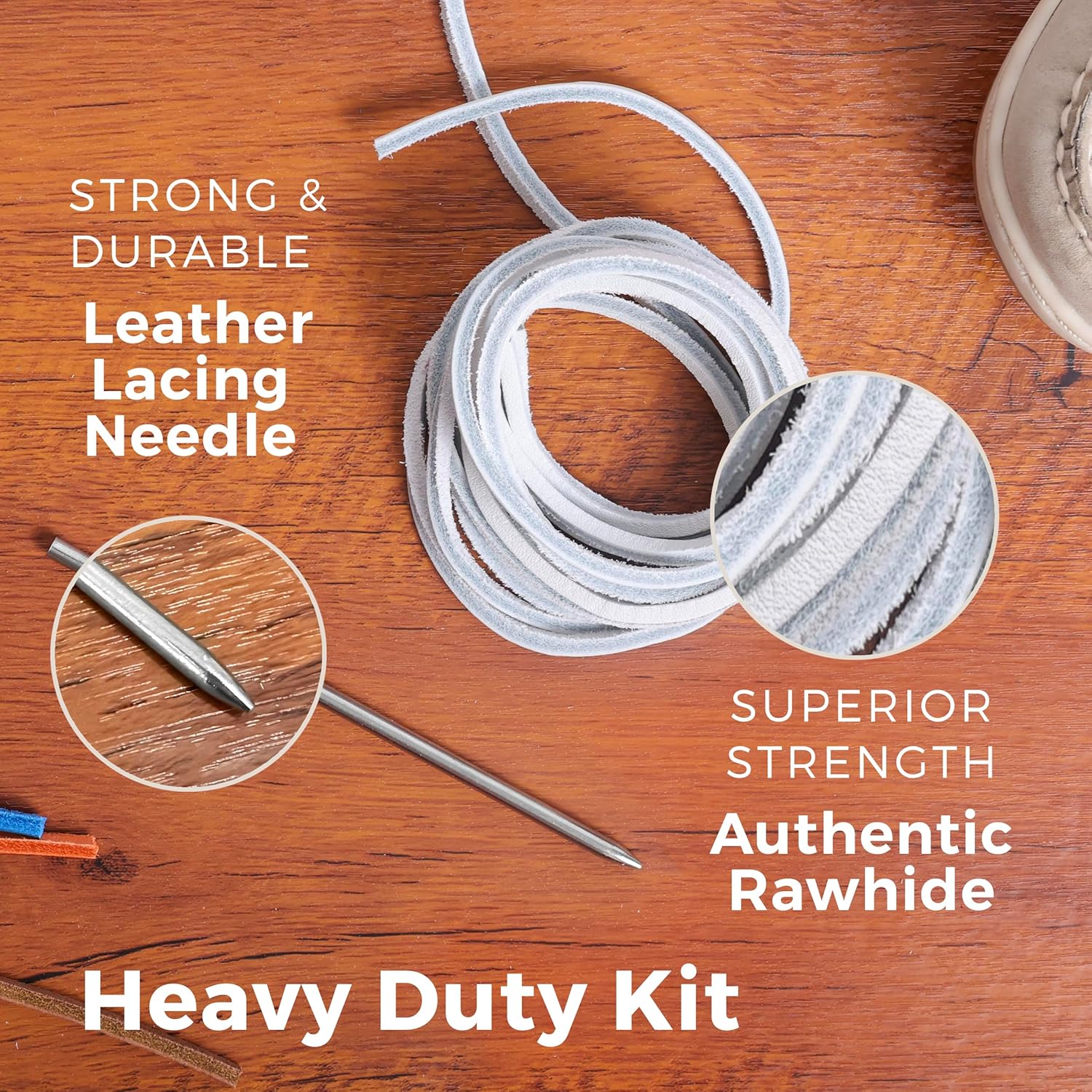 TOFL Leather Boat Shoe Lacing Kit | 45 inches | 1 Needle And 2 Strips ...