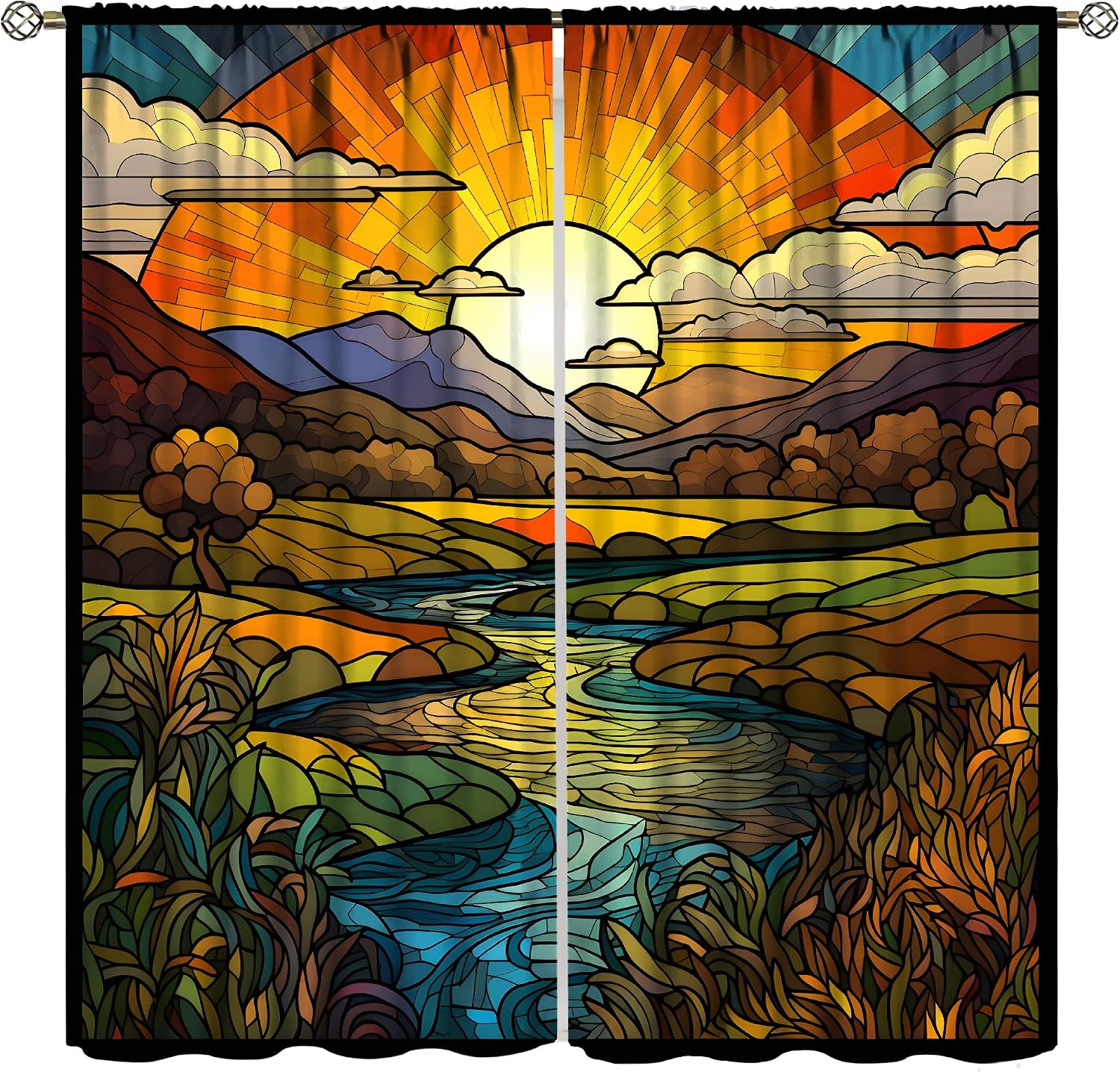 Amazon.com: Colorful Stained Glass Curtains, Vintage Stained Glass ...