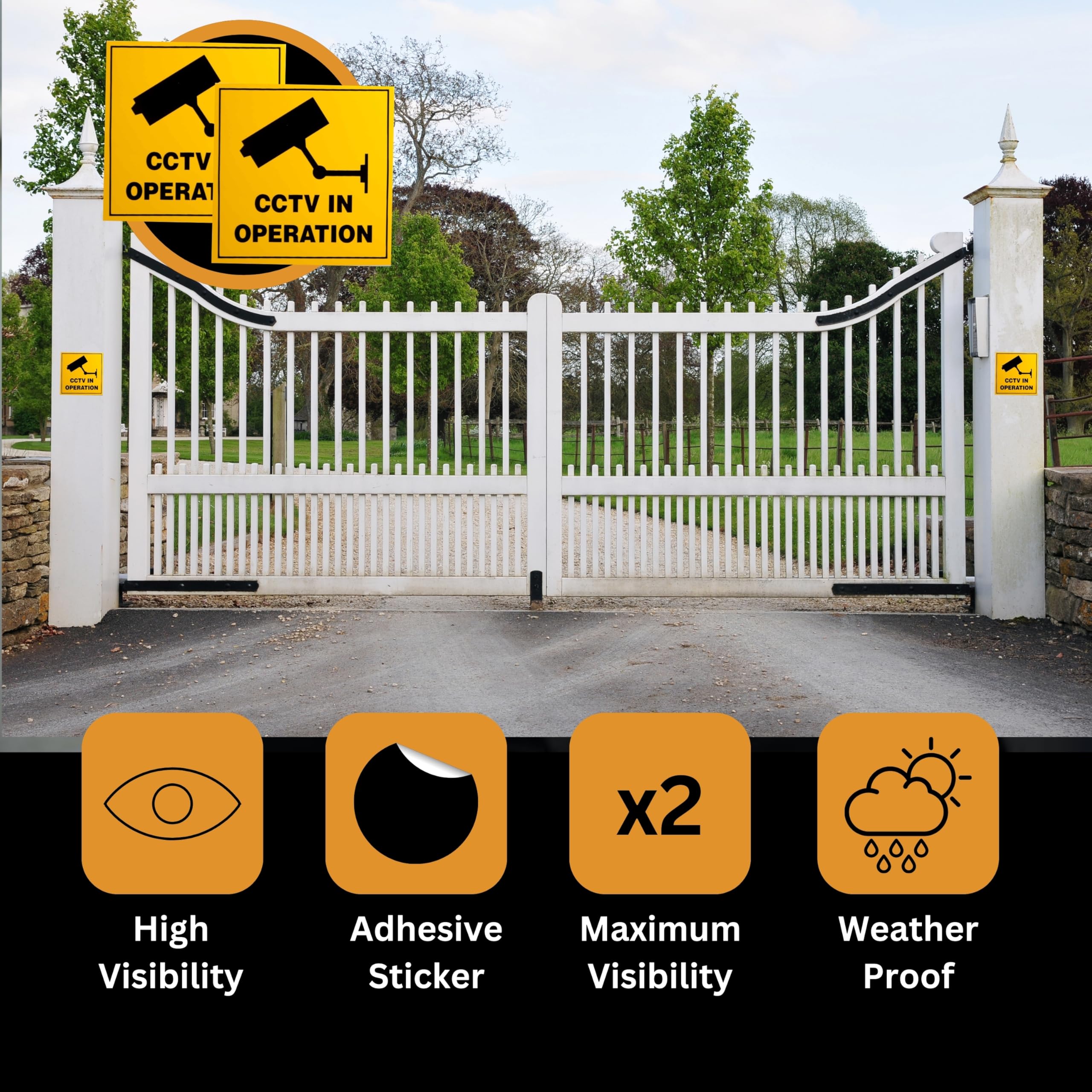 Tek Automotive CCTV in Operation Sign Sticker Twin Pack 10x10cm Small ...