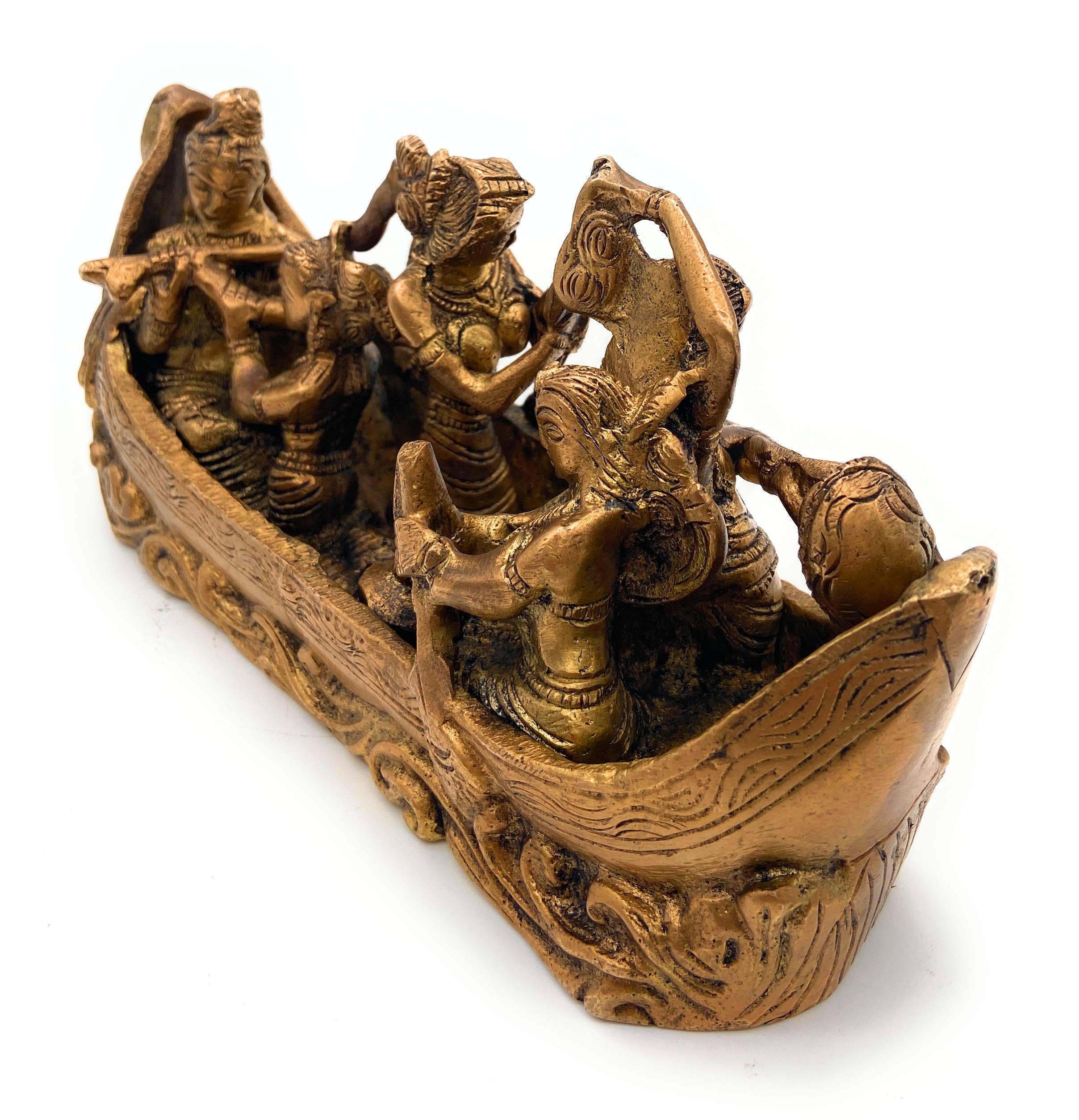 Buy Bhunes Brass Krishna with Gopiya in Boat, Gopal Krishna Statue for ...