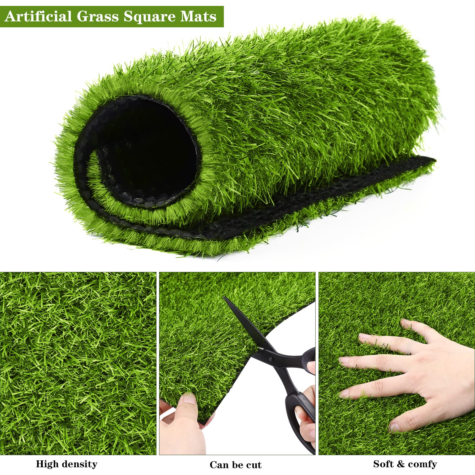 Snapklik.com : TURSTIN 6 Packs Artificial Grass Square Mat 12 X 12 Inch ...