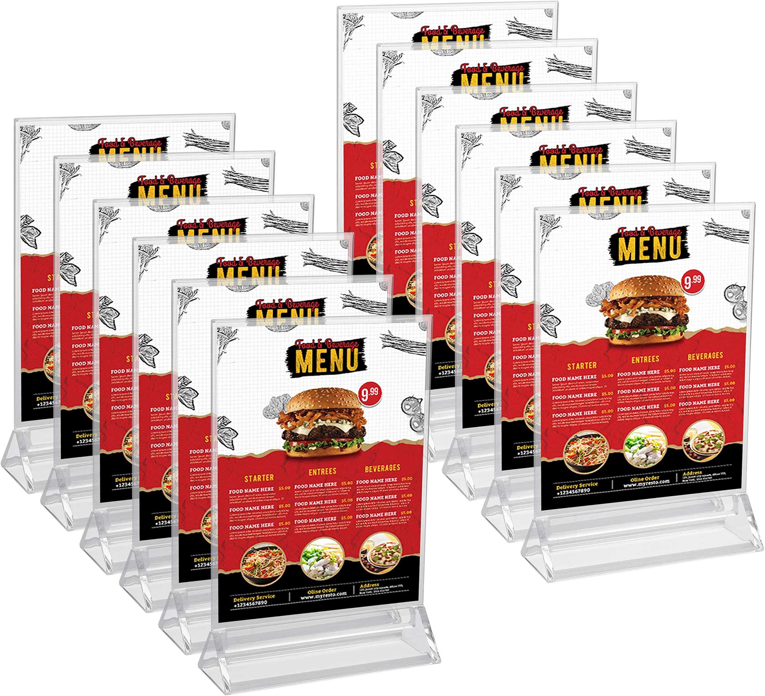Kurtzy Porte Visuel A5 (Lot de 12) - L16 x H24,5 cm - Présentoir de ...