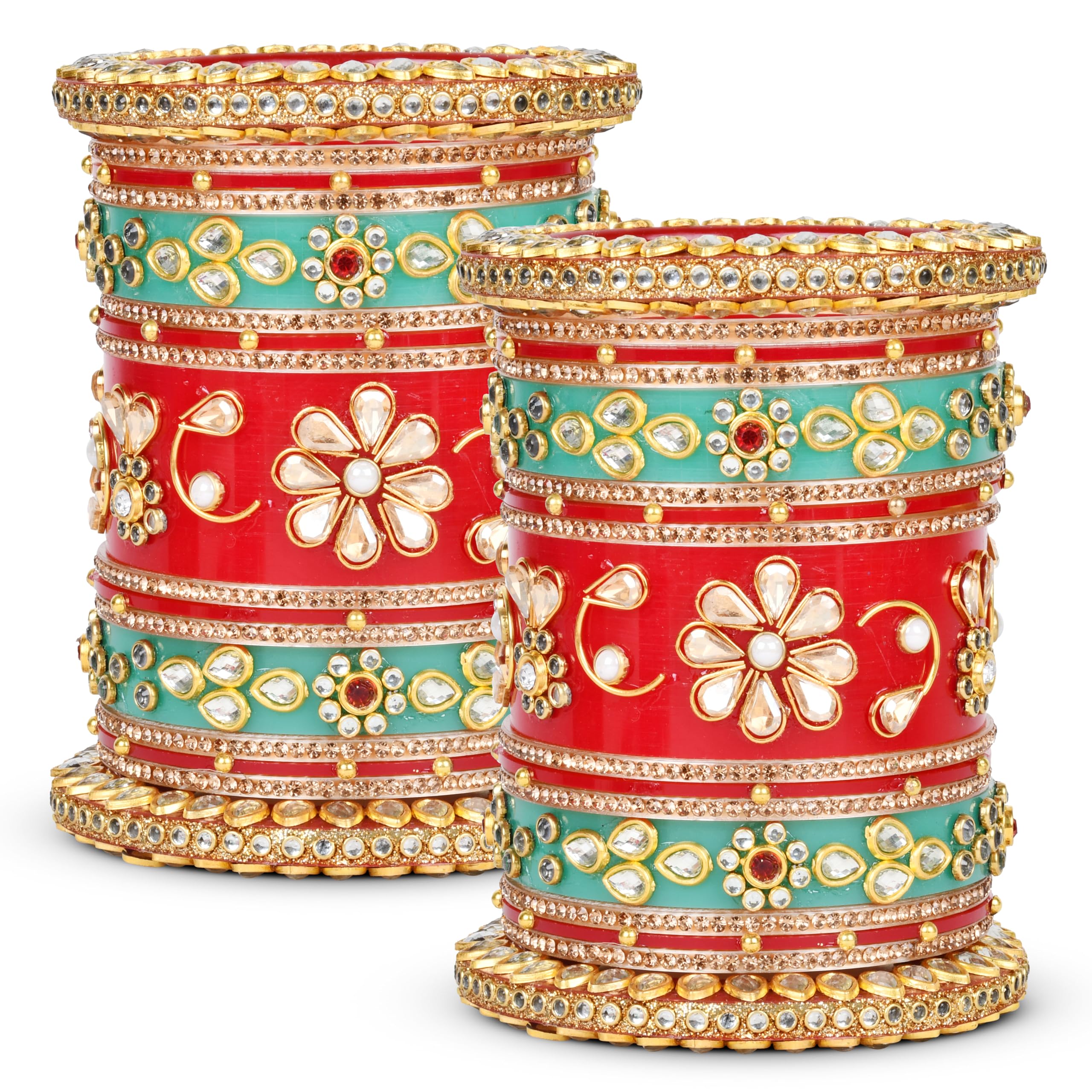 Buy EMERY Red Bridal Chuda Bangles Set - Pack of 34, 7 Color Options ...