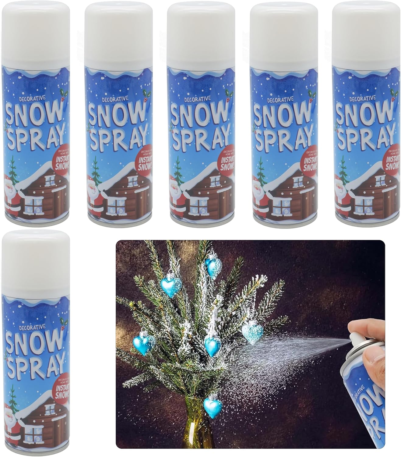 Christmas H0VUK® 1-6x Snow Spray Fake Instant Snow Decorative Xmas Tree ...