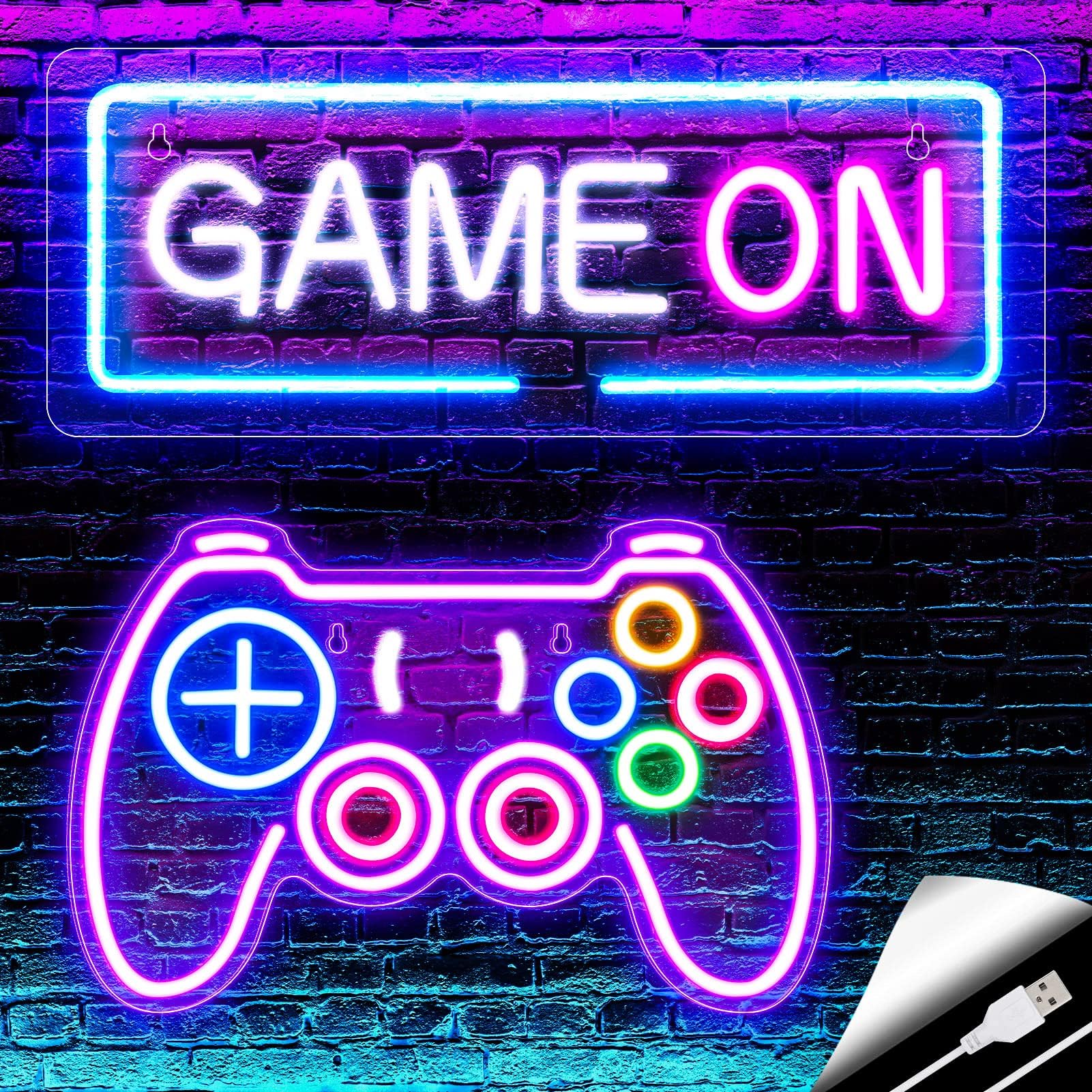 Gamer Neon Sign, LED Game Controller Gamepad Gaming Neon Light Sign for ...