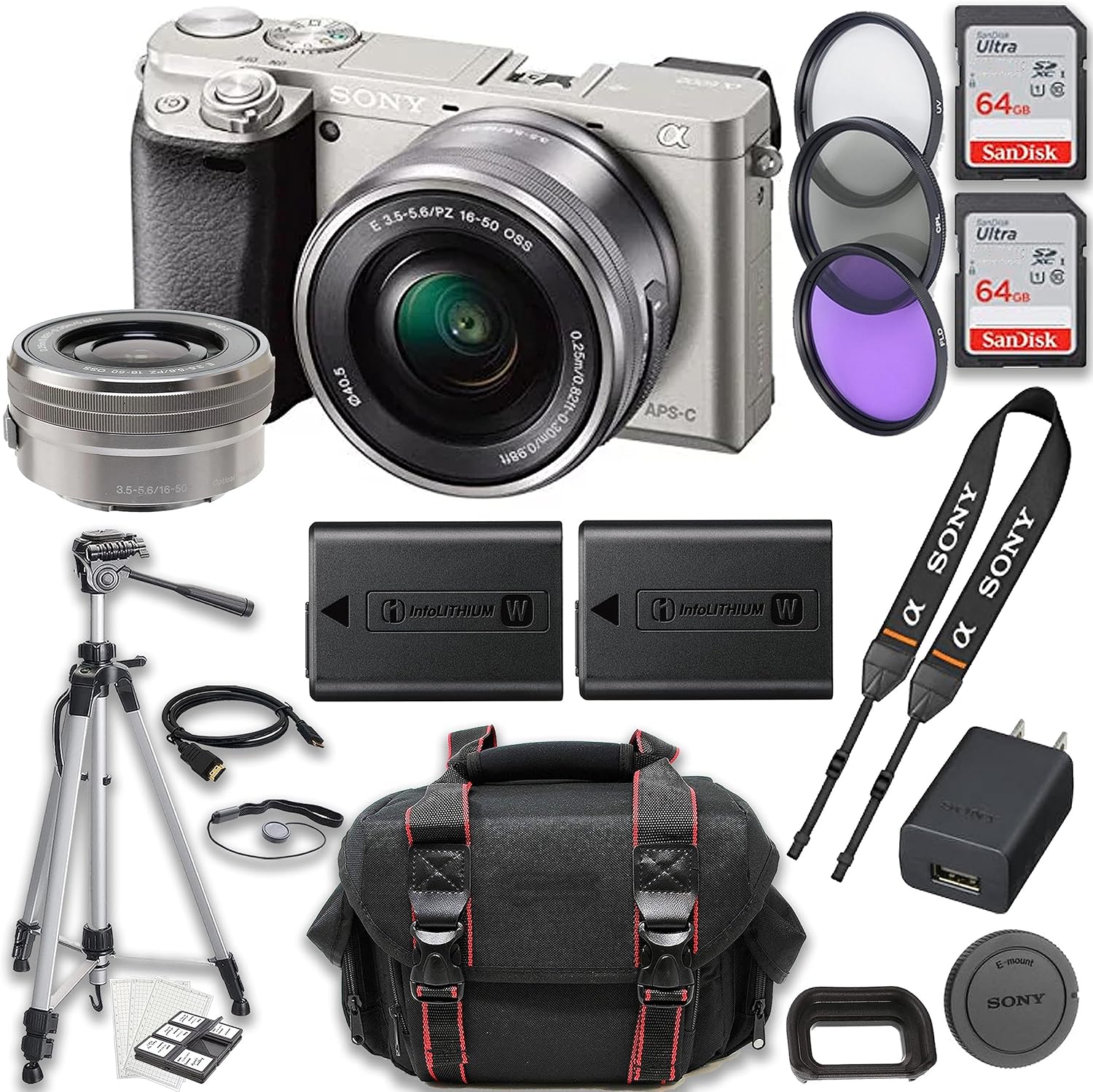 Amazon.com : Sony a6400 Mirrorless Camera (Silver) + Sony E PZ 16-50mm ...