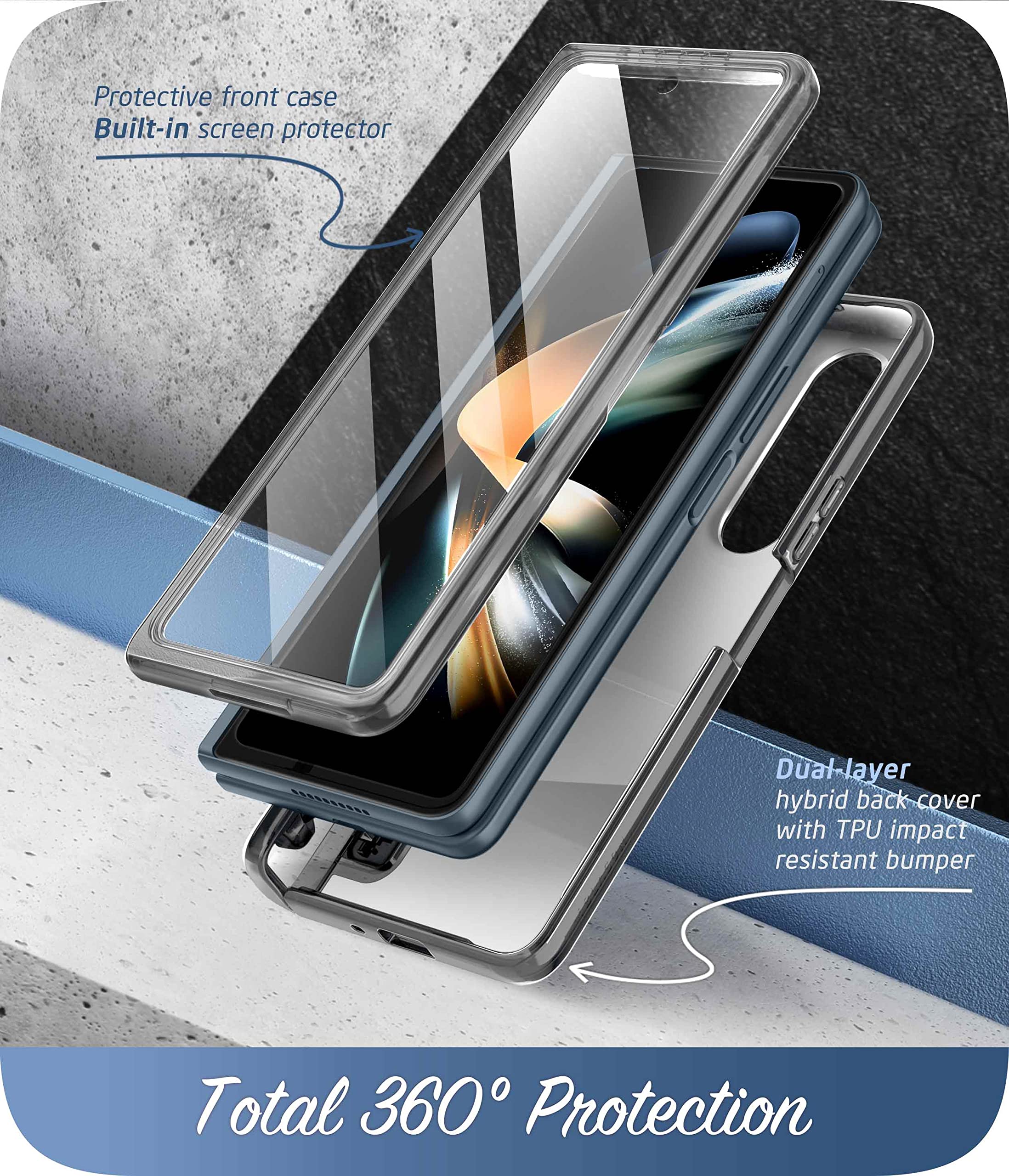 i-Blason Cosmo Series for Samsung Galaxy Z Fold 4 Case with Pen Holder 5G (2022), Frosted ...