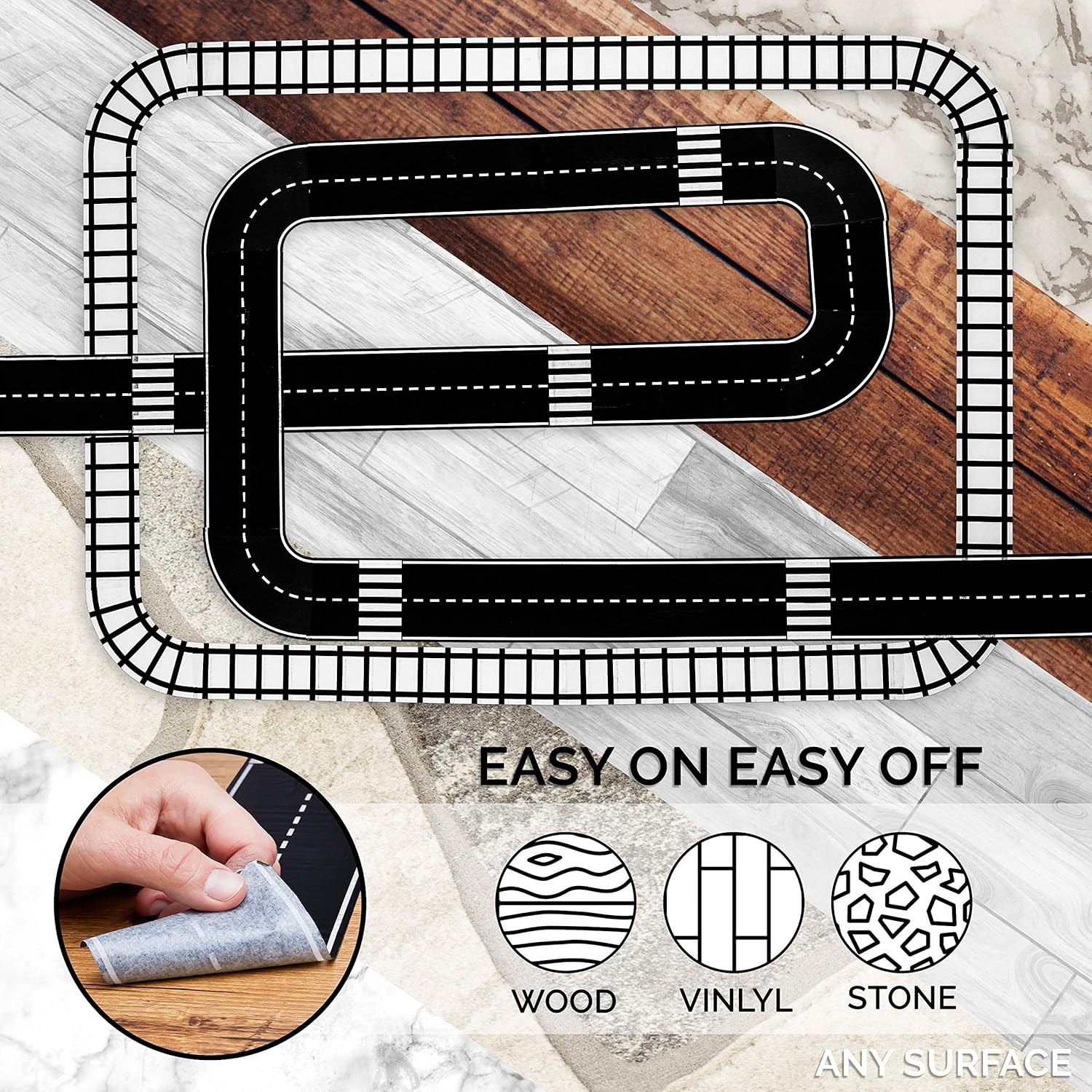 Buy Amazix Imaginative Road Tape, Adhesive Train Tracks with Traffic ...