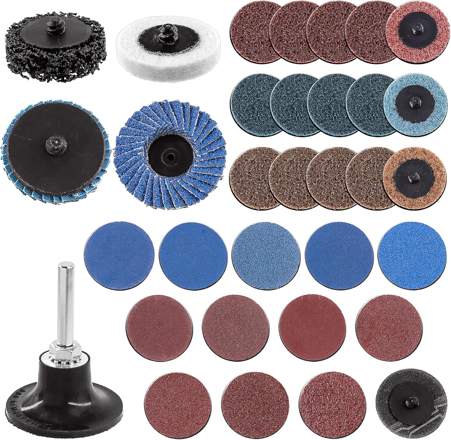 Swpeet 30Pcs 14 Style Sanding Discs Set, Multi-Type of 2 inch Quick ...