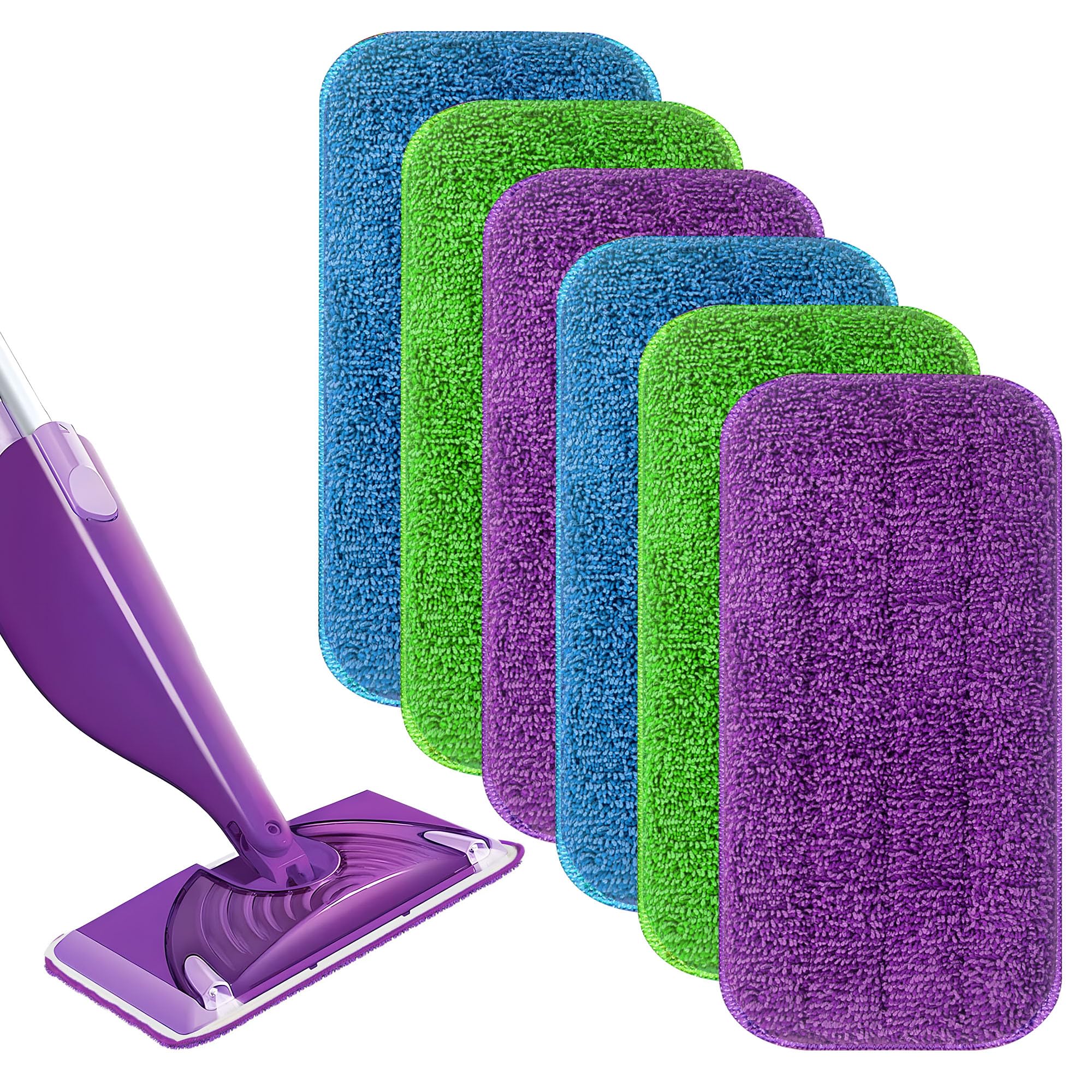 6 Pack Reusable Mop Pad Refills for Flash Powermop Machine Washable ...