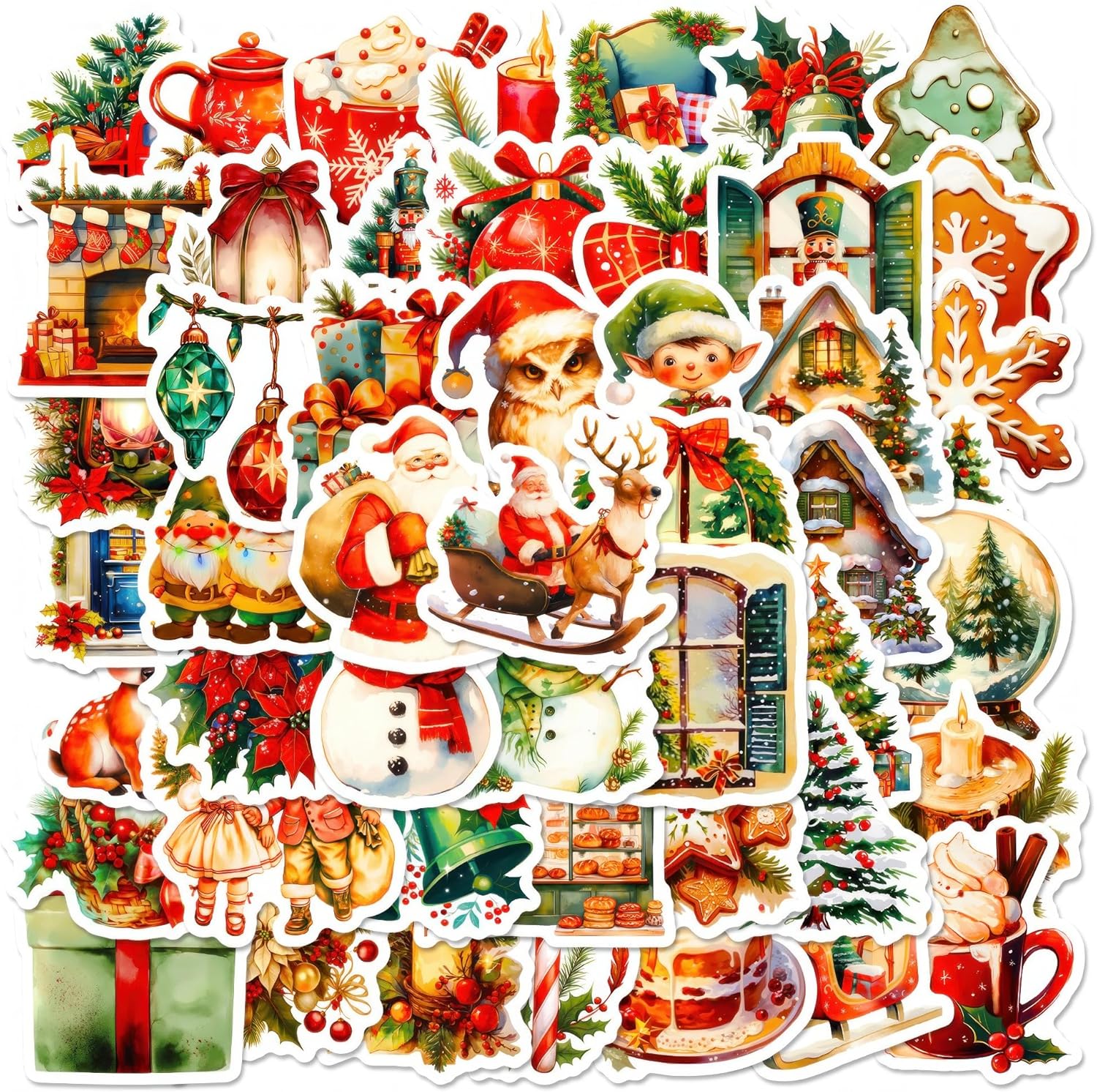 Amazon.com: Iooresbeul Snowflake Stickers 50 Pcs - Merry Christmas ...