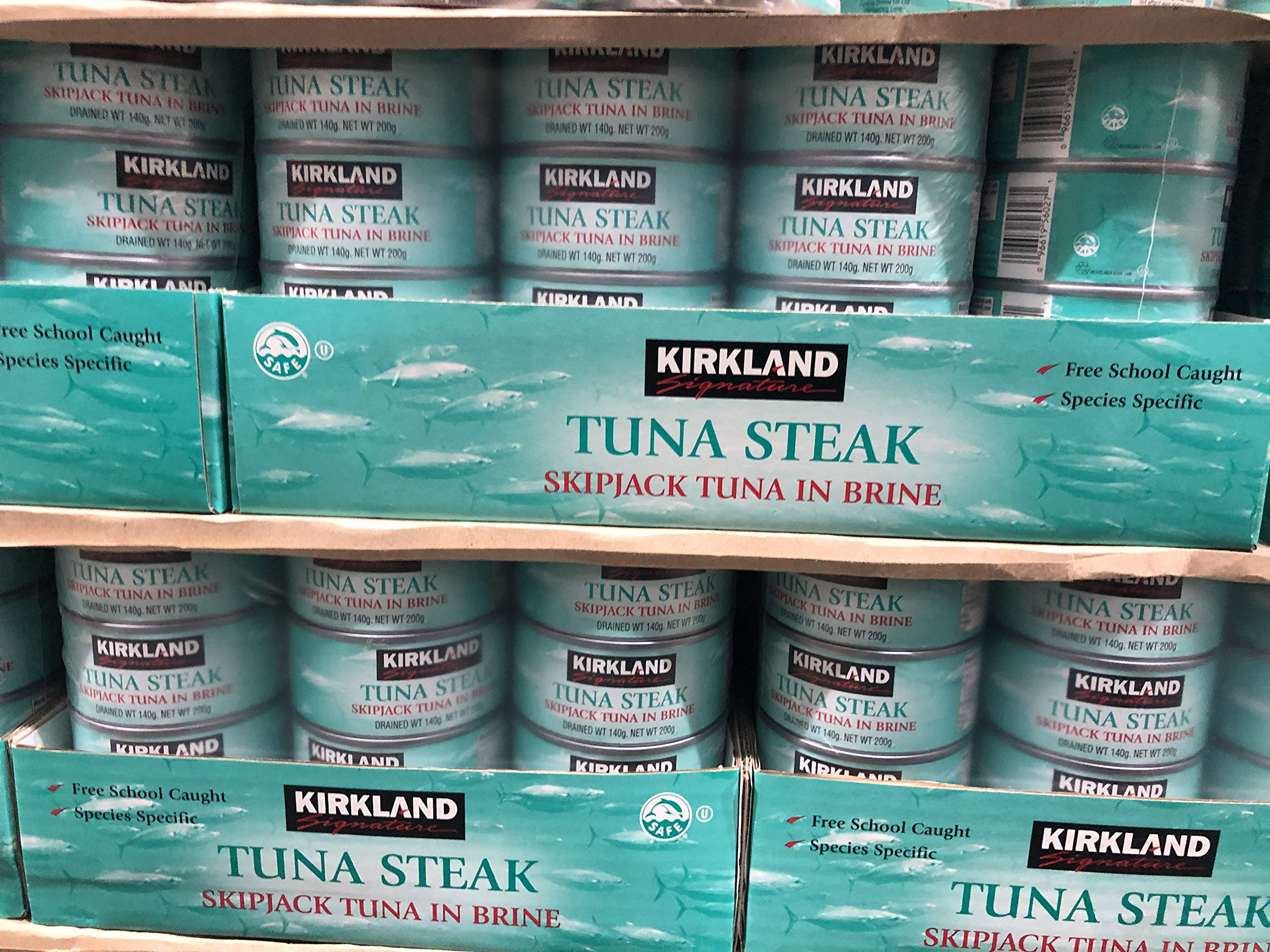 Kirkland Signature Tuna Steak Skipjack in Brine Water Drained- Pack of ...