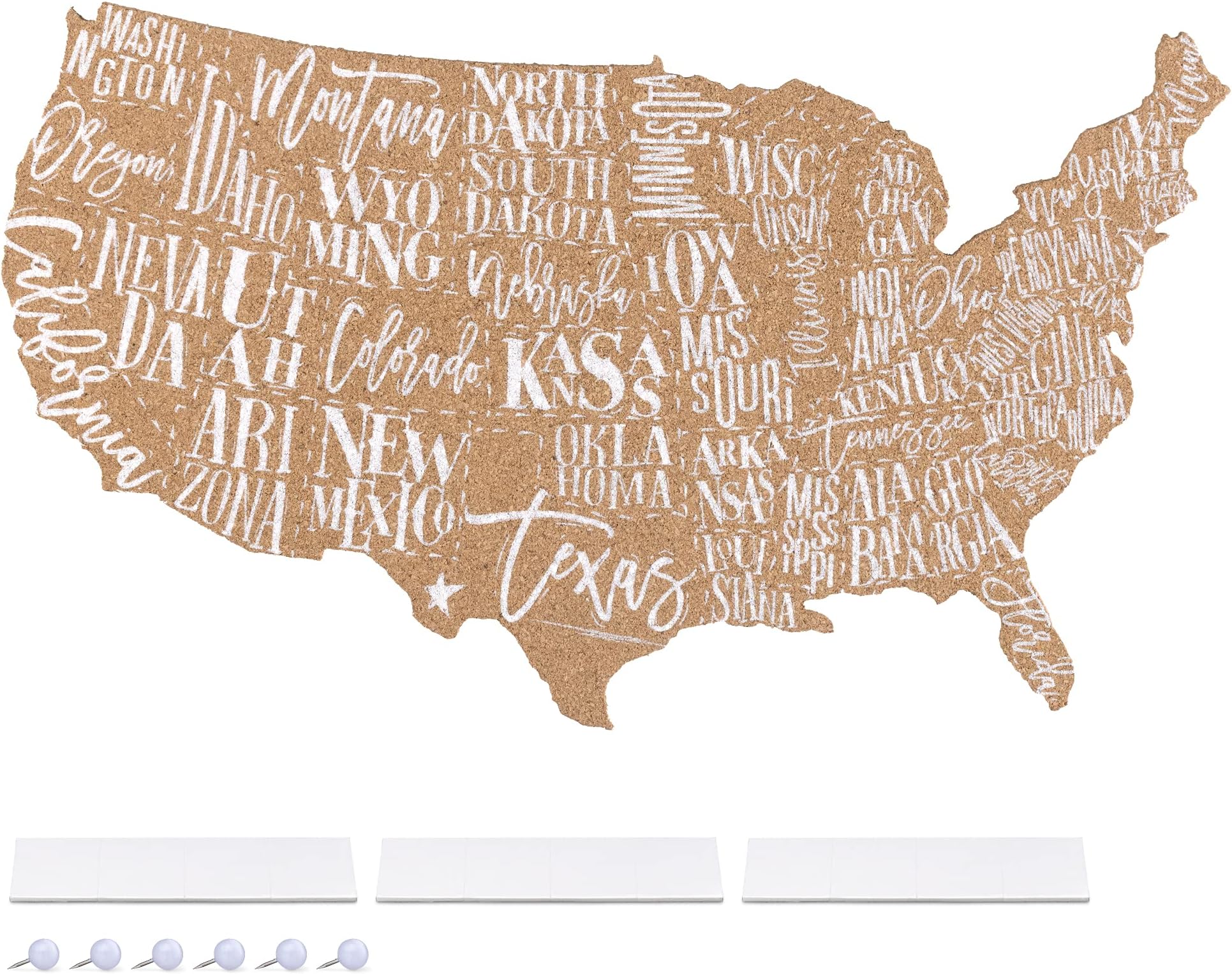 Amazon.com : Navaris Cork Map of United States - 16x8" Cork Board Map ...