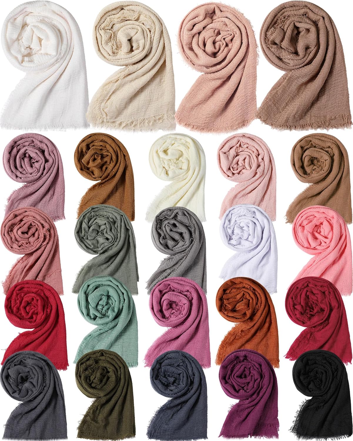 ramede 24 Pcs Women Hijab Scarfs Soft Scarf Shawl Lightweight Long ...