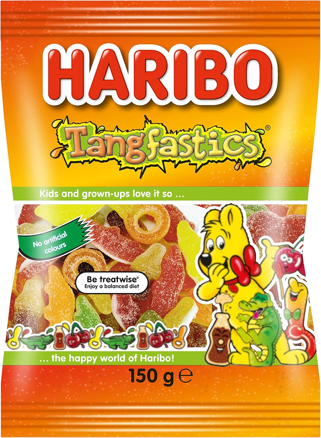 HARIBO Tangfastics Sour Gummy Candy, 150g | Fizzy Cola, Sour Cherries ...