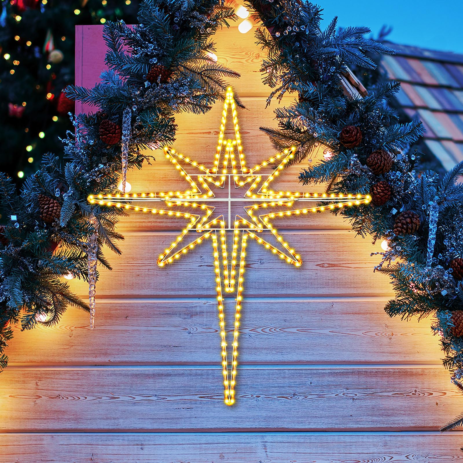Amazon.com: Rossesay 43 Inches Christmas Star of Bethlehem LED Star ...