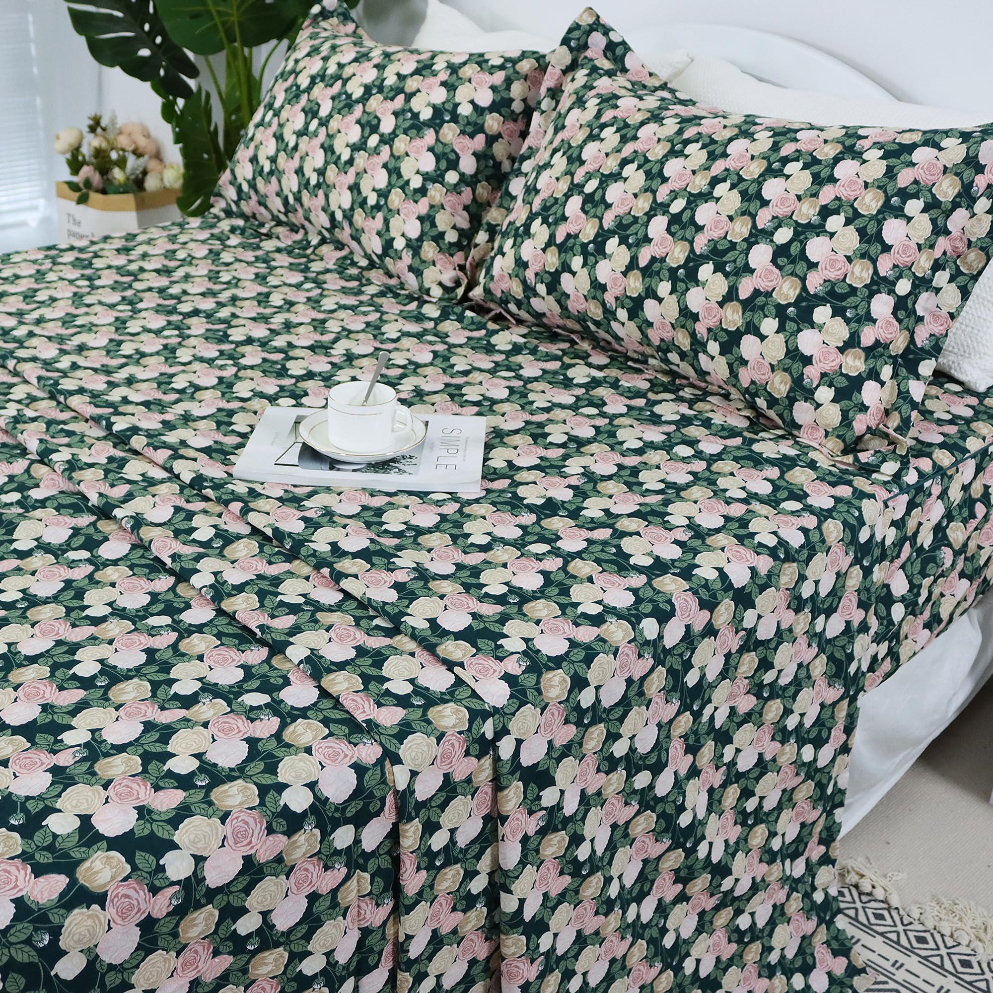 Amazon.com: Softta Vintage Colorful Rose Pattern Bedding Set Queen Size ...