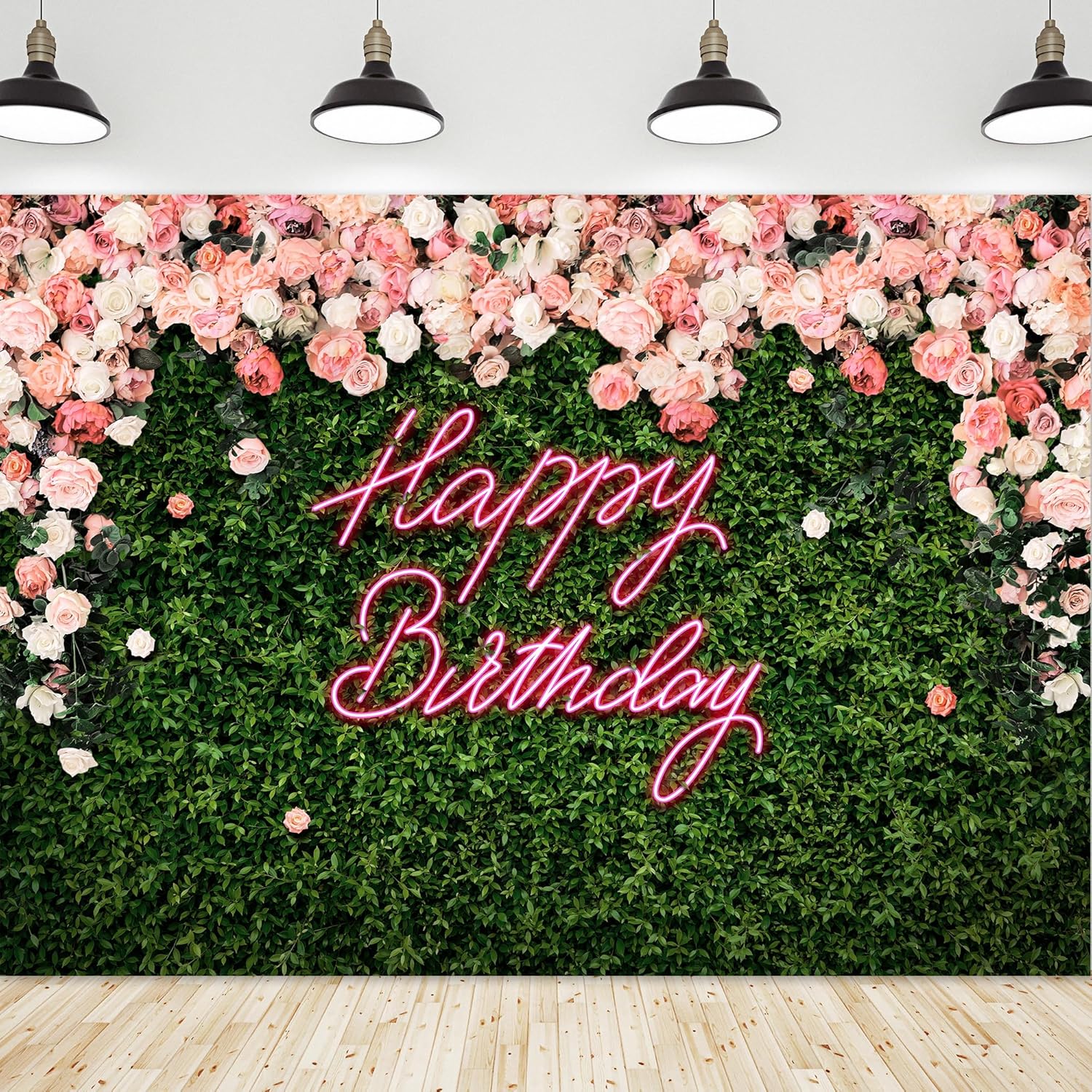 Amazon.com : Riyidecor Happy Birthday Backdrop for Women，Girls Flower ...