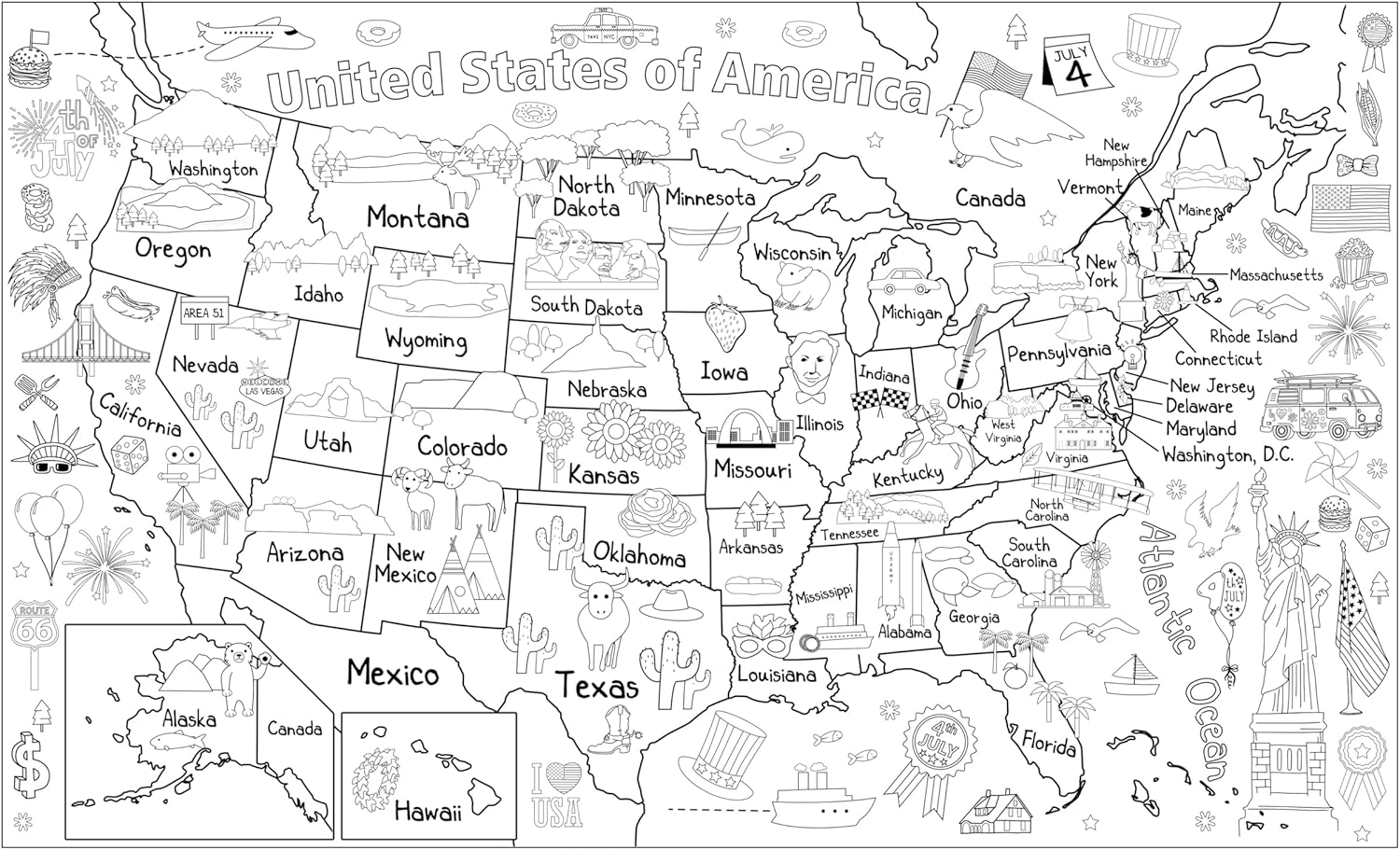 Amazon.com: 32 * 54" National Geographic United States Coloring Poster ...