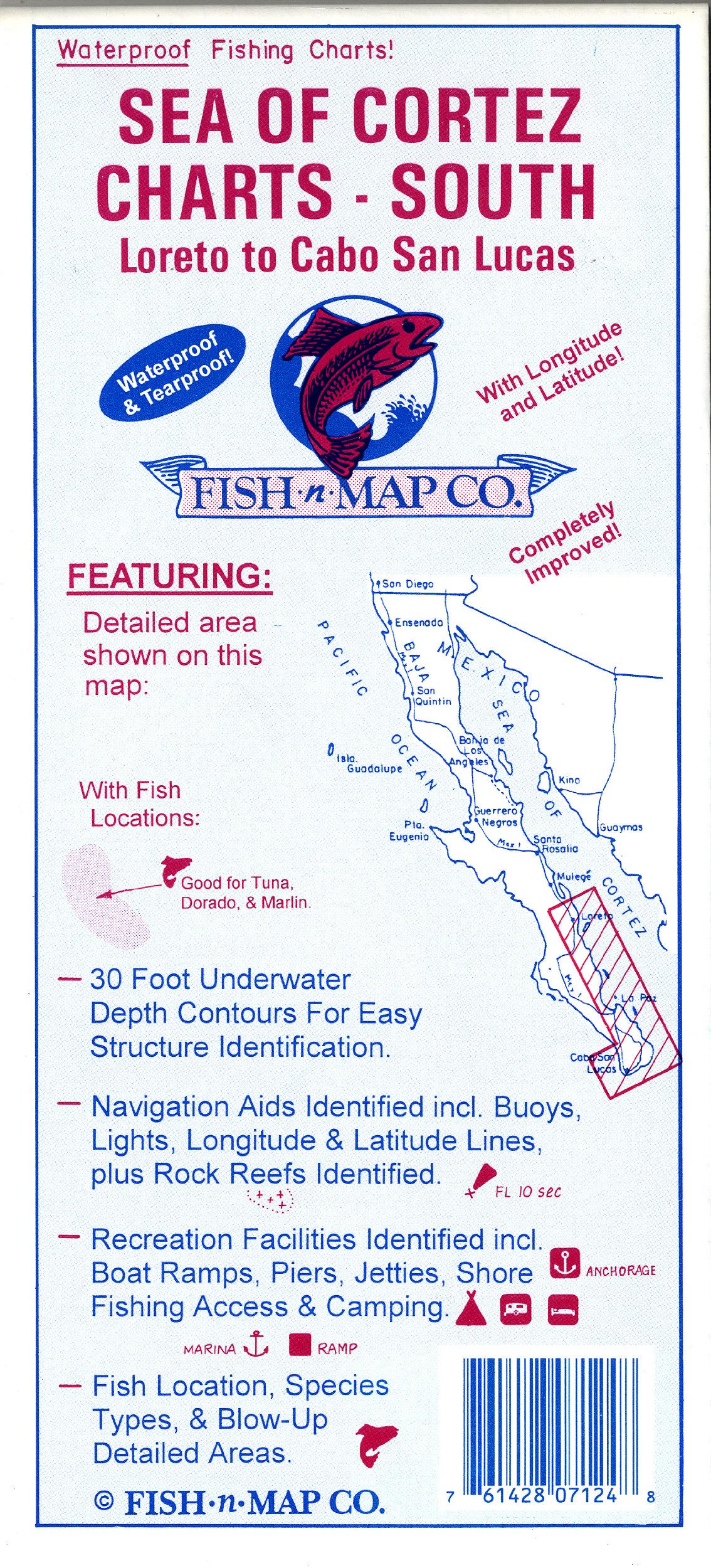 Sea of Cortez Charts - South: Loreto to Cabo San Lucas: Fish-n-Map ...