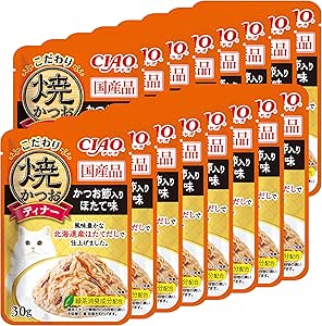 Amazon.co.jp: チャオ (CIAO) CIAO (チャオ) こだわり焼かつおディナー かつお節入り ほたて味 30g×16袋 (ボール販売) ほたて 猫 : ペット用品