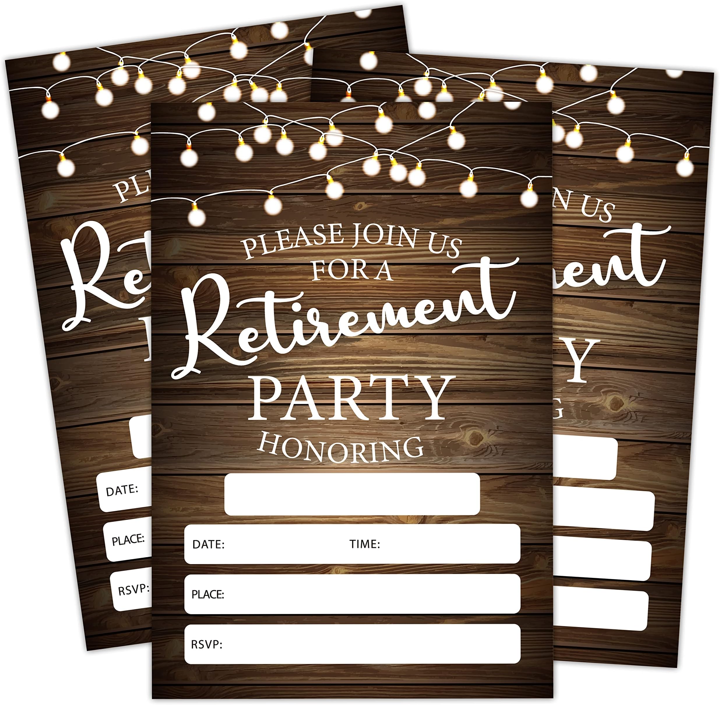 Amazon.com : Retirement Invitations Cards, Black & Gold Retired ...