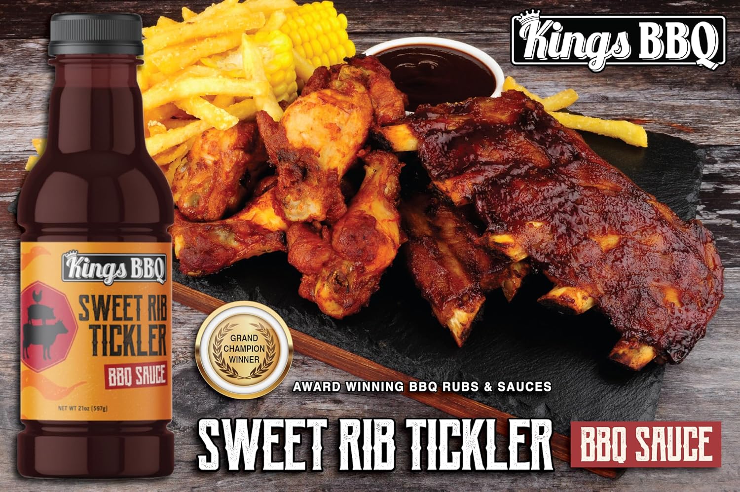 Kings BBQ Sweet Rib Tickler – Salsa para barbacoa – 21.5oz – Paquete de 2 – Yaxa Guatemala