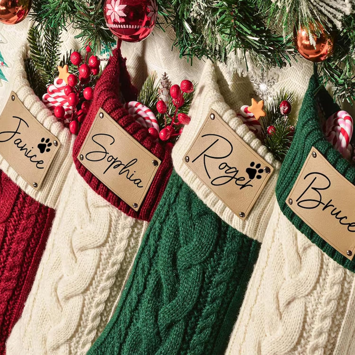 Amazon.com: Personalized Christmas Stockings with Names Monogram, Large ...