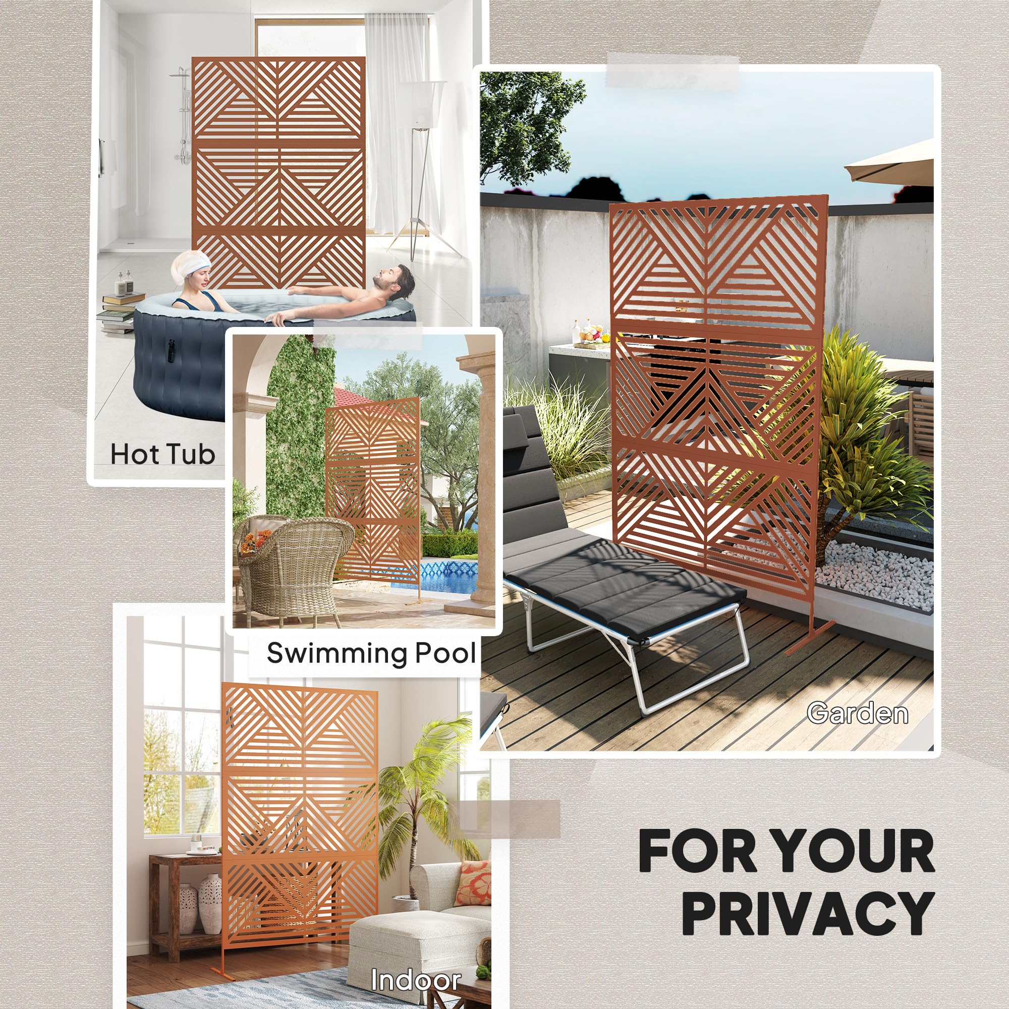 Snapklik.com : Outsunny Metal Outdoor Privacy Screen, 78" H X 48" W ...