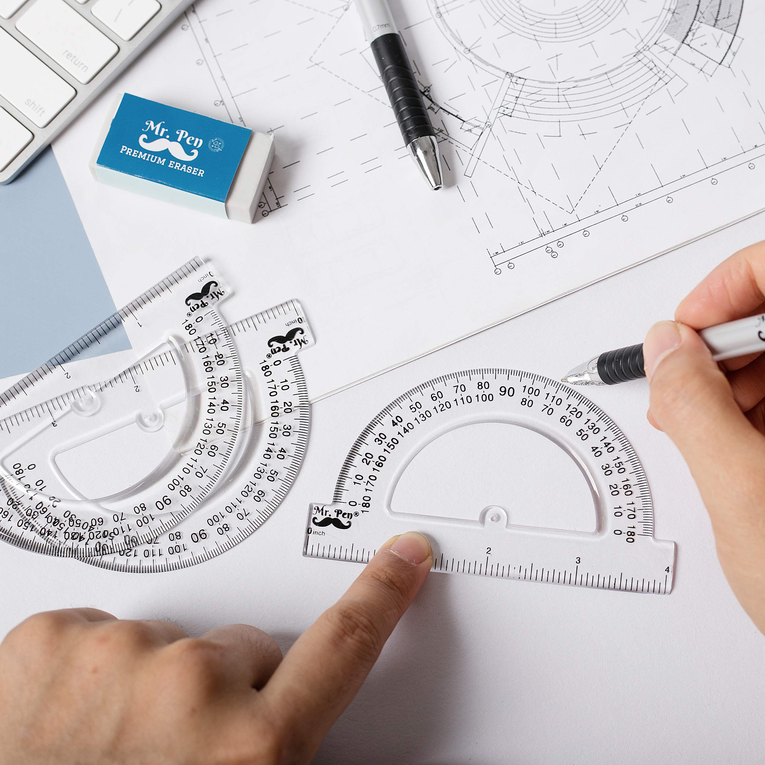 Mr. Pen- Small Protractor, 4 Inch Protractor, Pack of 3, Protractor ...