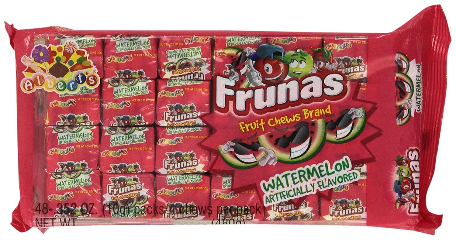 Amazon.com : Frunas Fruit Chews Watermelon 48 Pack : Taffy Candy ...