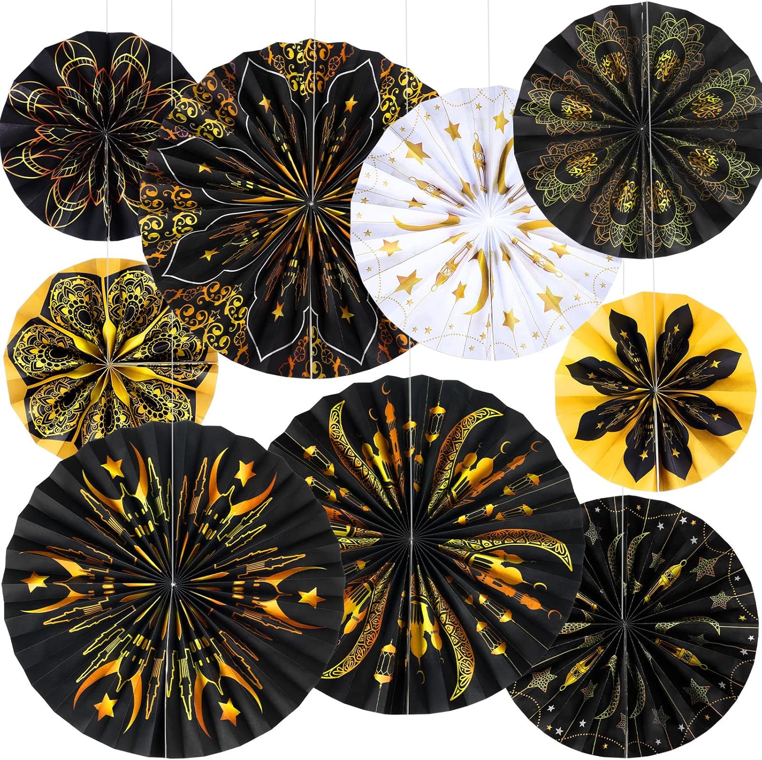Amazon.com: 9 Pcs Eid Mubarak Ramadan Decorations Ramadan Paper Fans ...