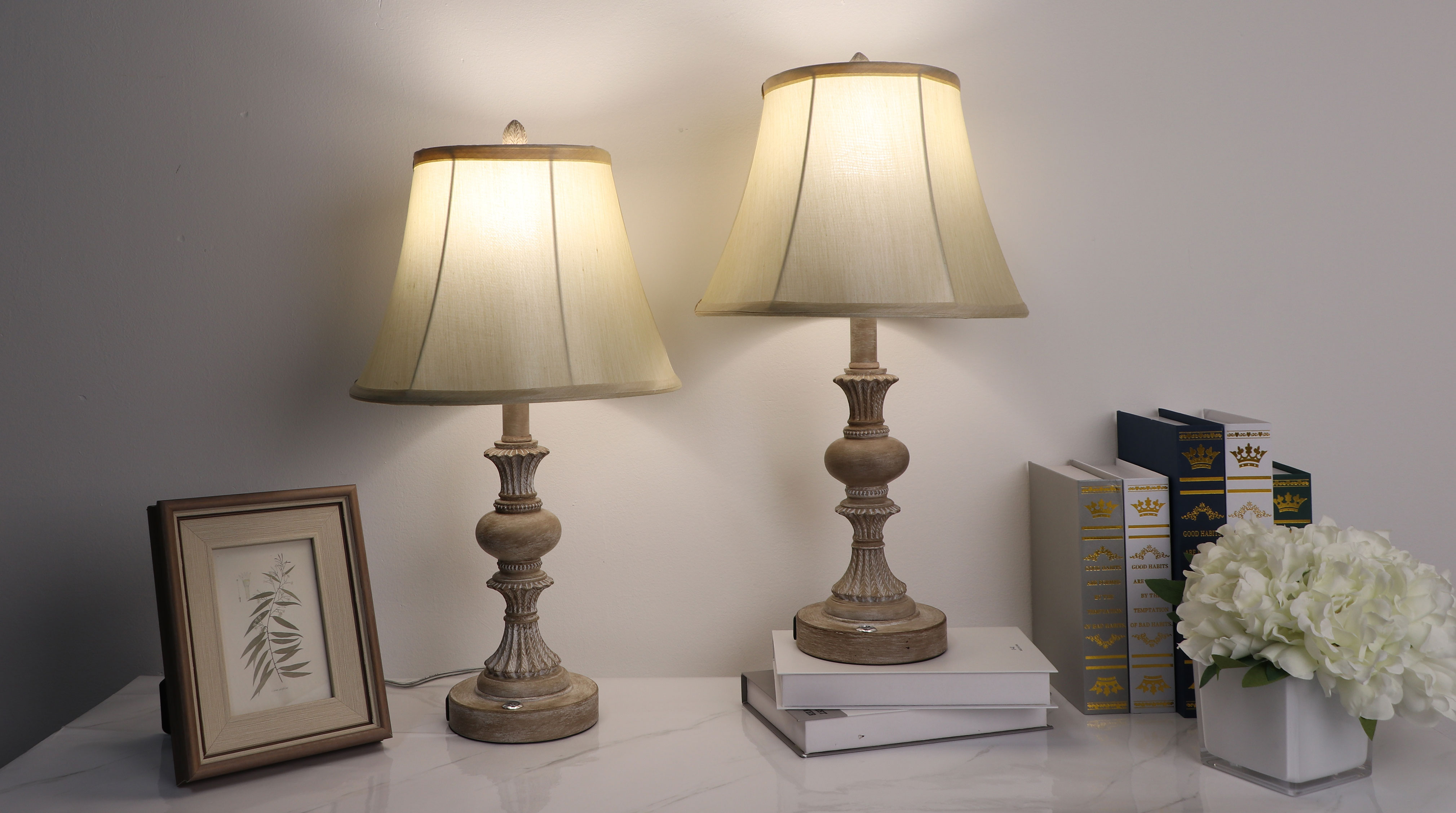 PARTPHONER Touch Control Table Lamp Set of 2, 3-Way Dimmable Bedside ...