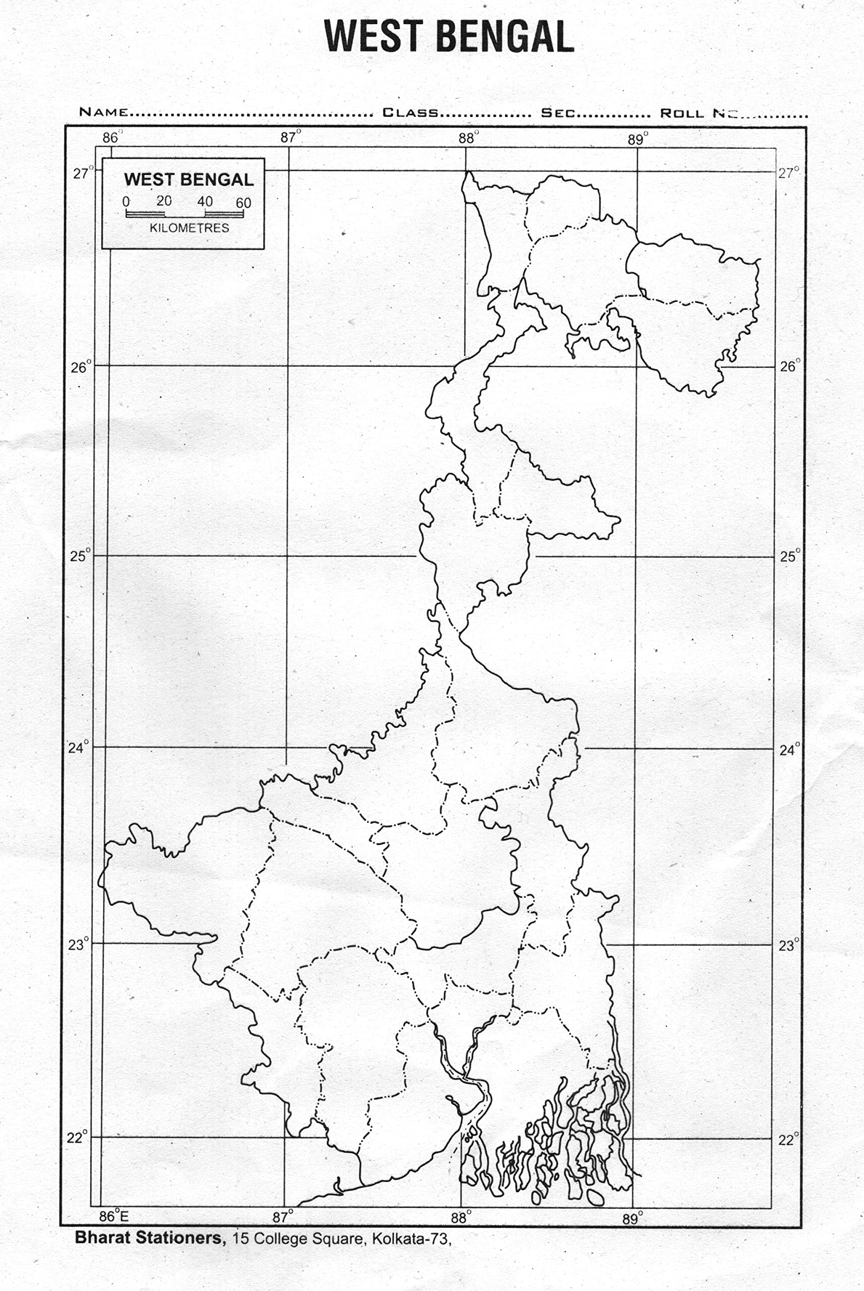 Political Map Of West Bengal Outline Blank Map For Practice ...