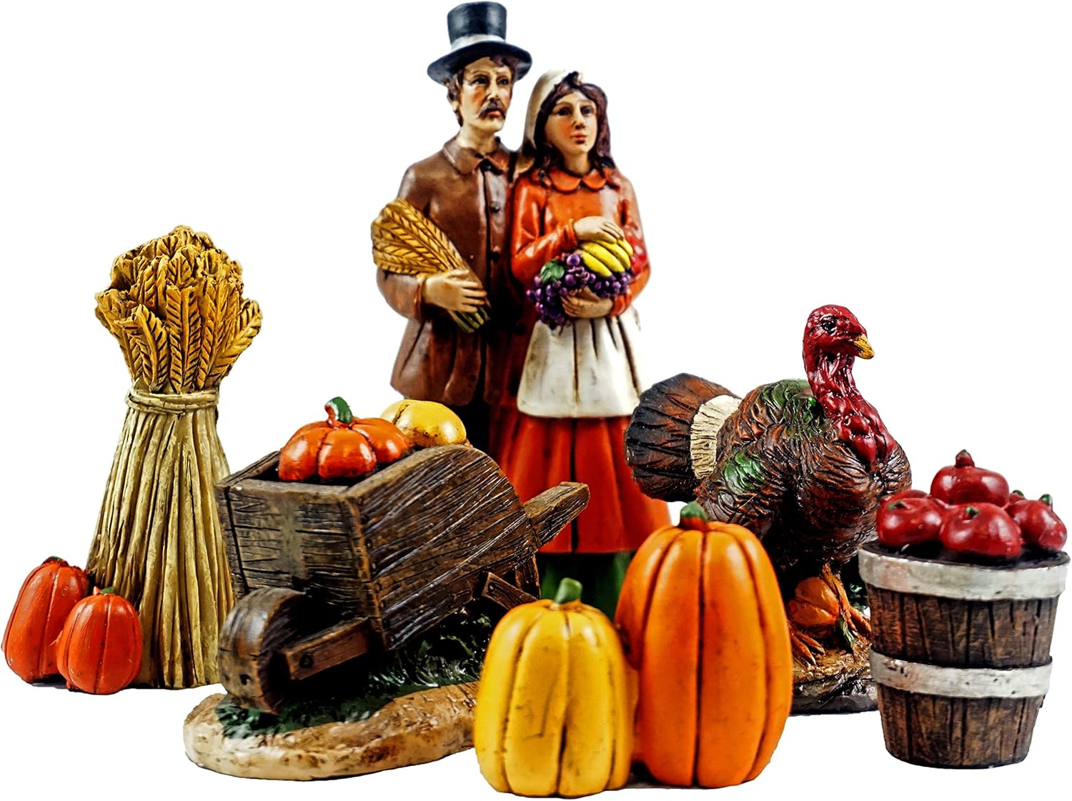 Amazon.com: Gerson Pilgrim Village Mini Thanksgiving Figurines - Set of ...