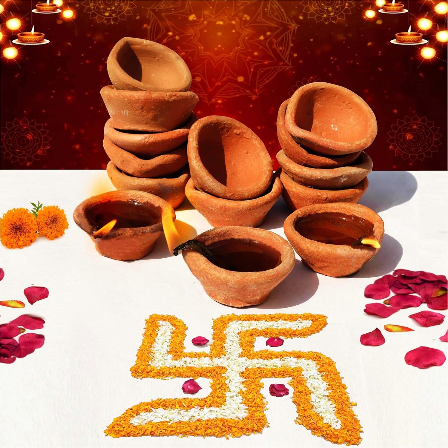 Amazon.com: Pure Source India Natural Clay Traditional Diwali Ke Diye ...