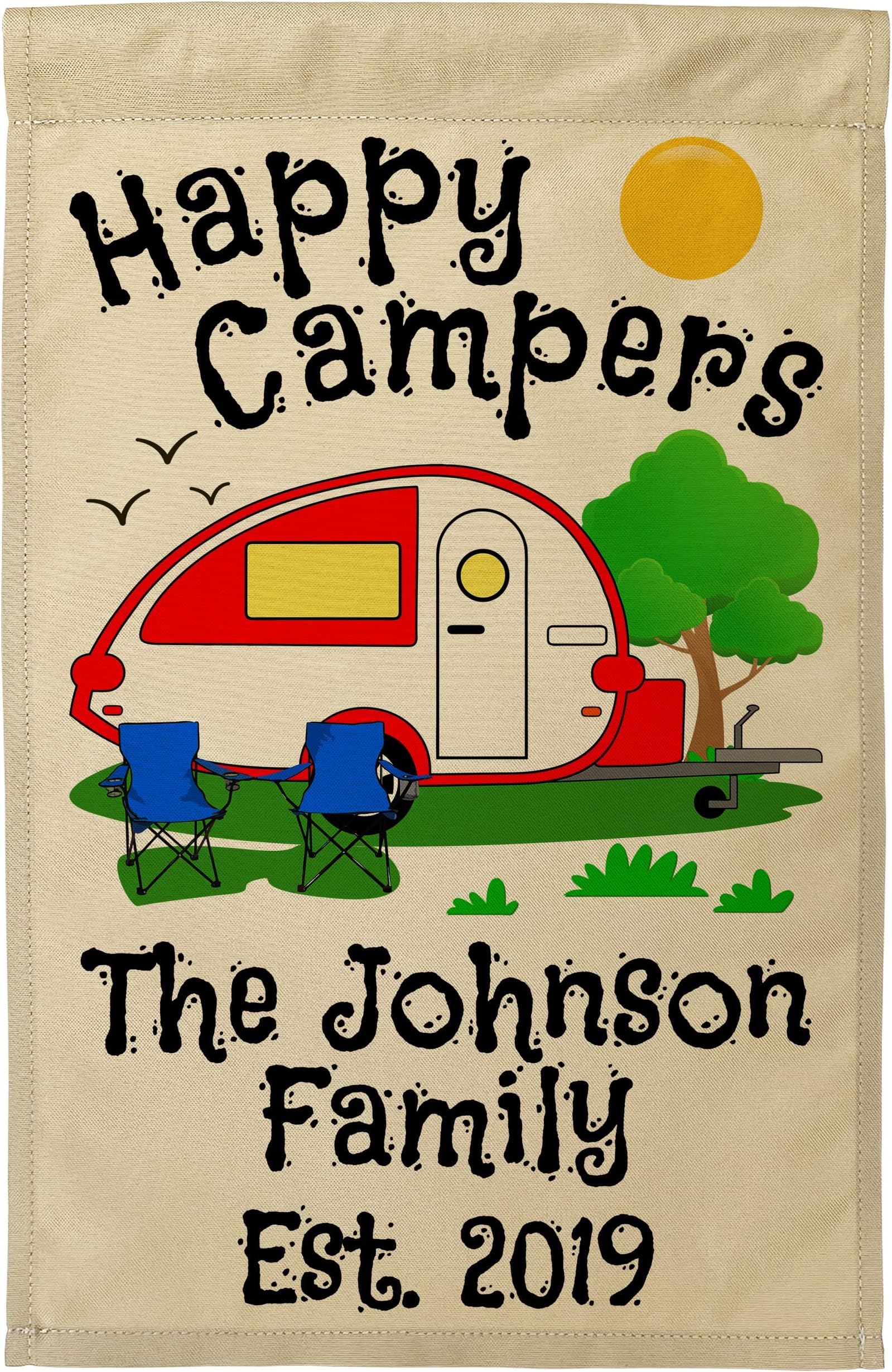 Amazon.com: Happy Camper Party Banner 2Pcs Camping Party Banner Girls ...