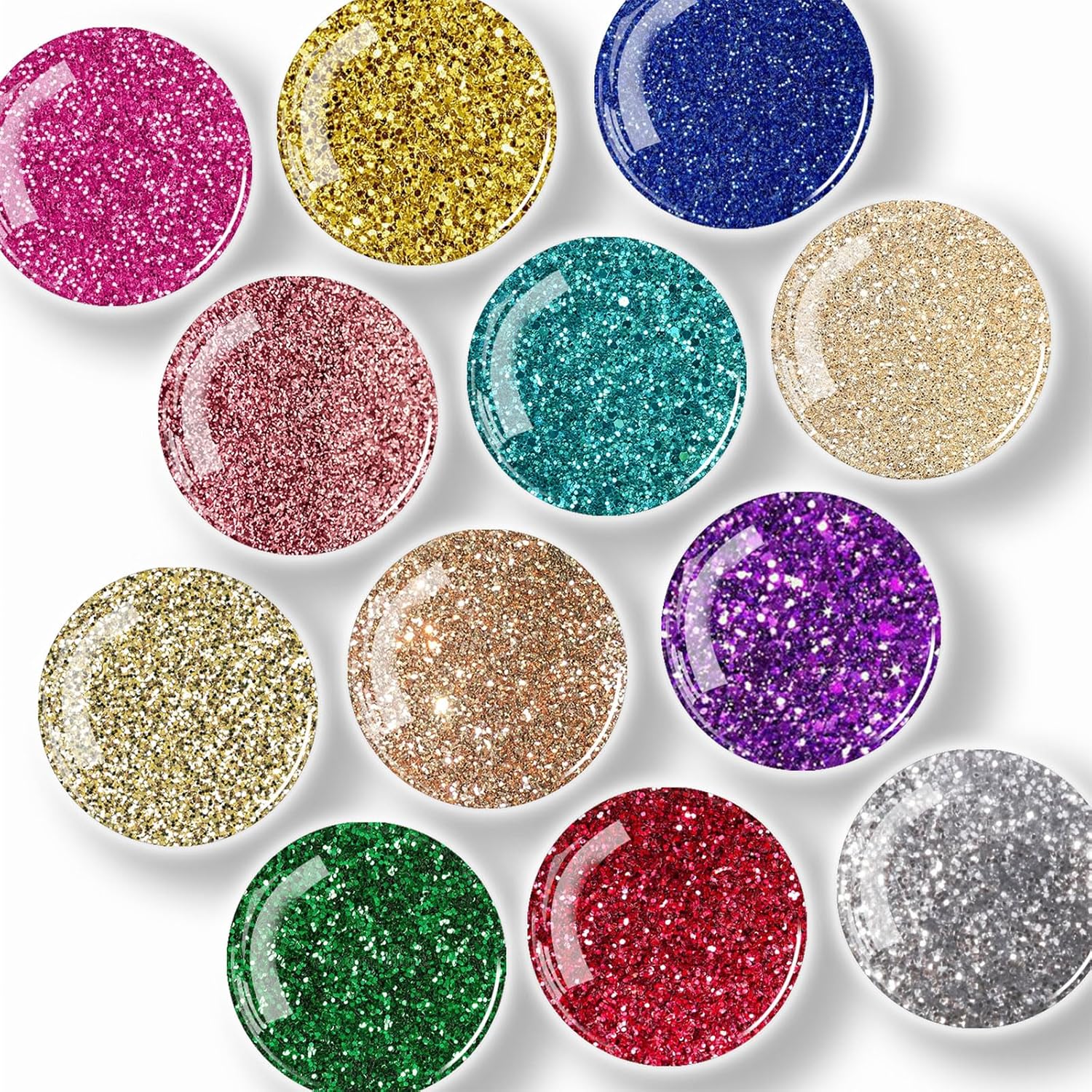 Amazon.com: Shiny Glitter Mixed Strong Glass Refrigerator Magnets,12Pcs ...