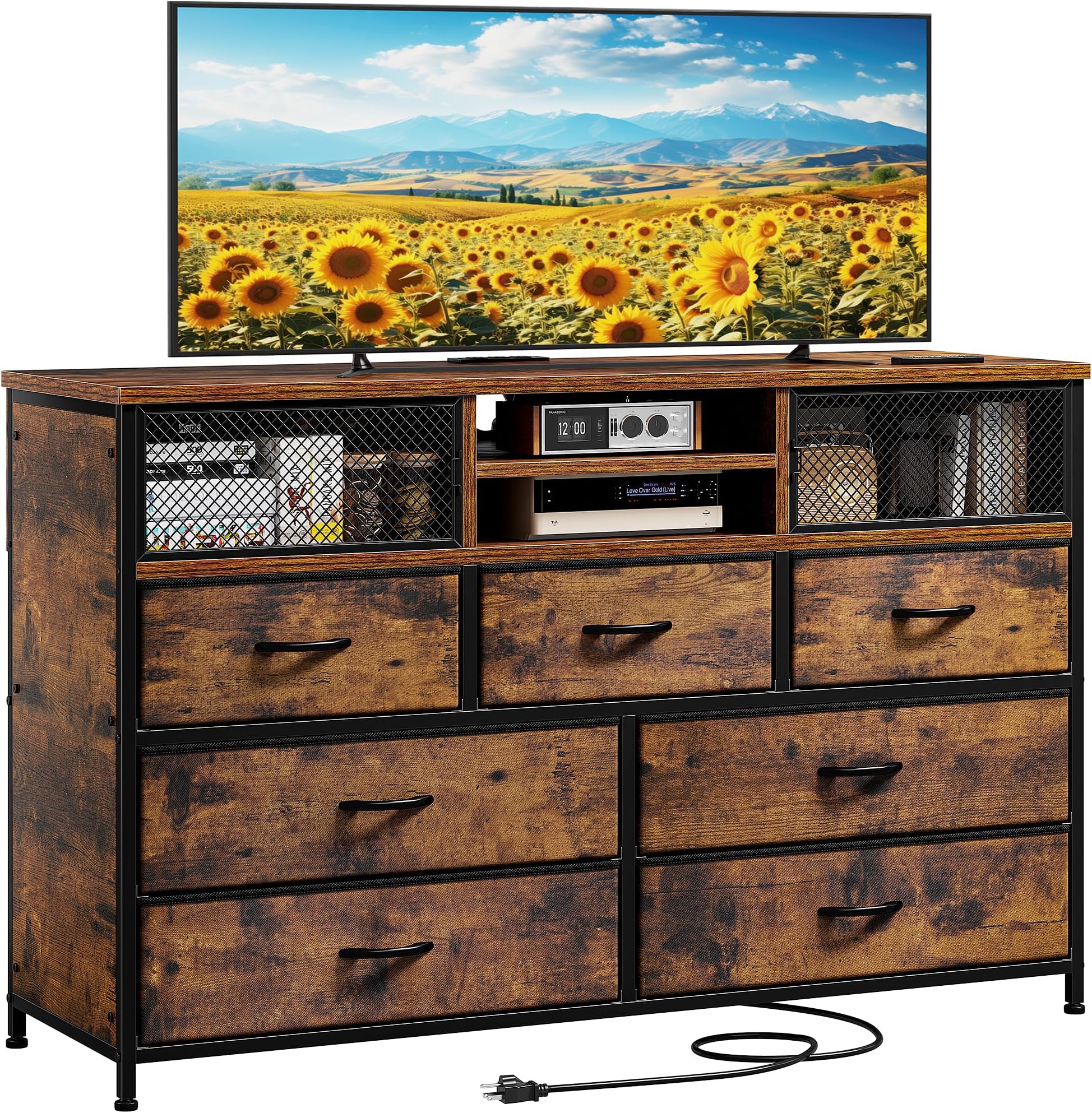Amazon.com: EnHomee Dresser TV Stand with 9 Drawers for 60'' TV Stand ...
