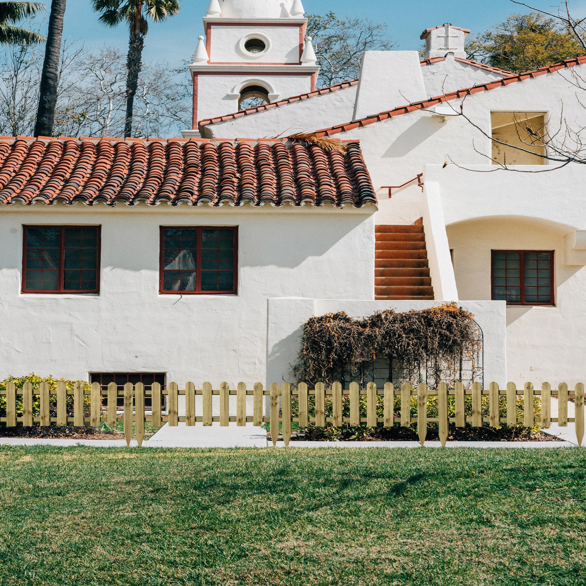 Spaish Style Picket Fence Garden A Custom Architectural Spanish